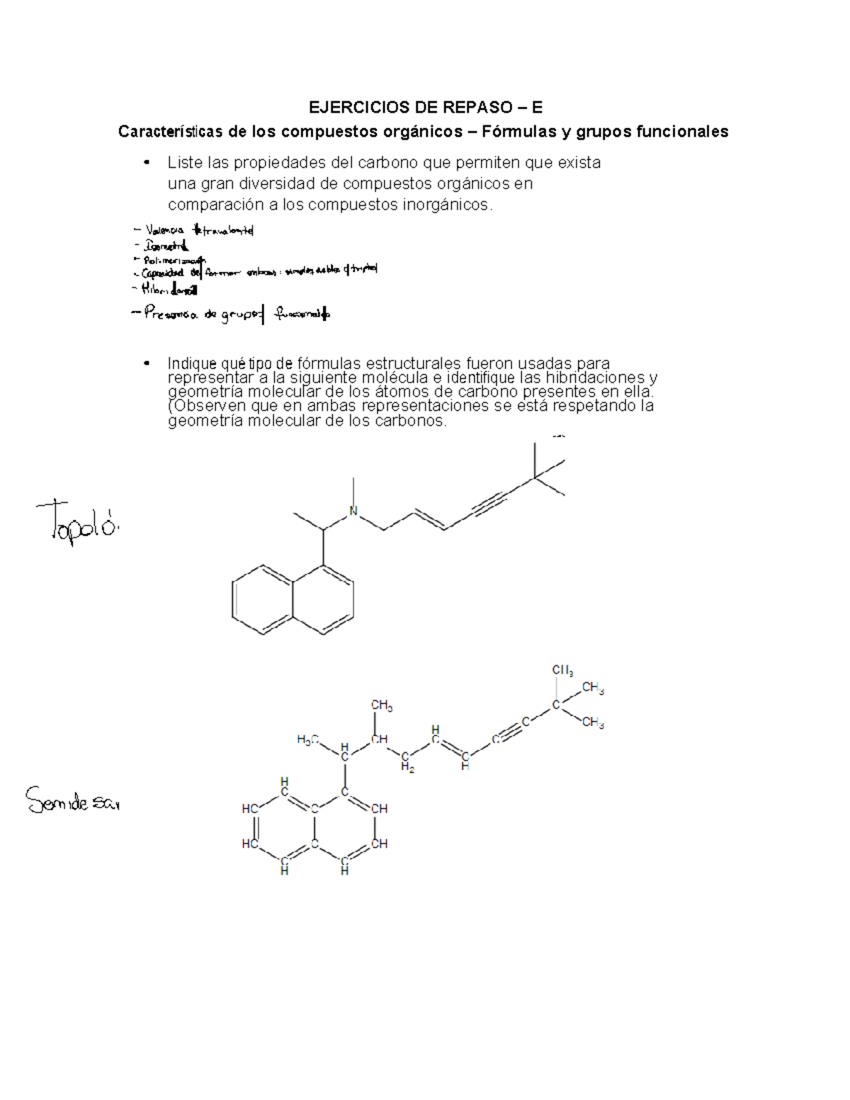 Ejercicios de repaso EC1 - EJERCICIOS DE REPASO – E C a rac t erí sti ca s de los compuestos ...