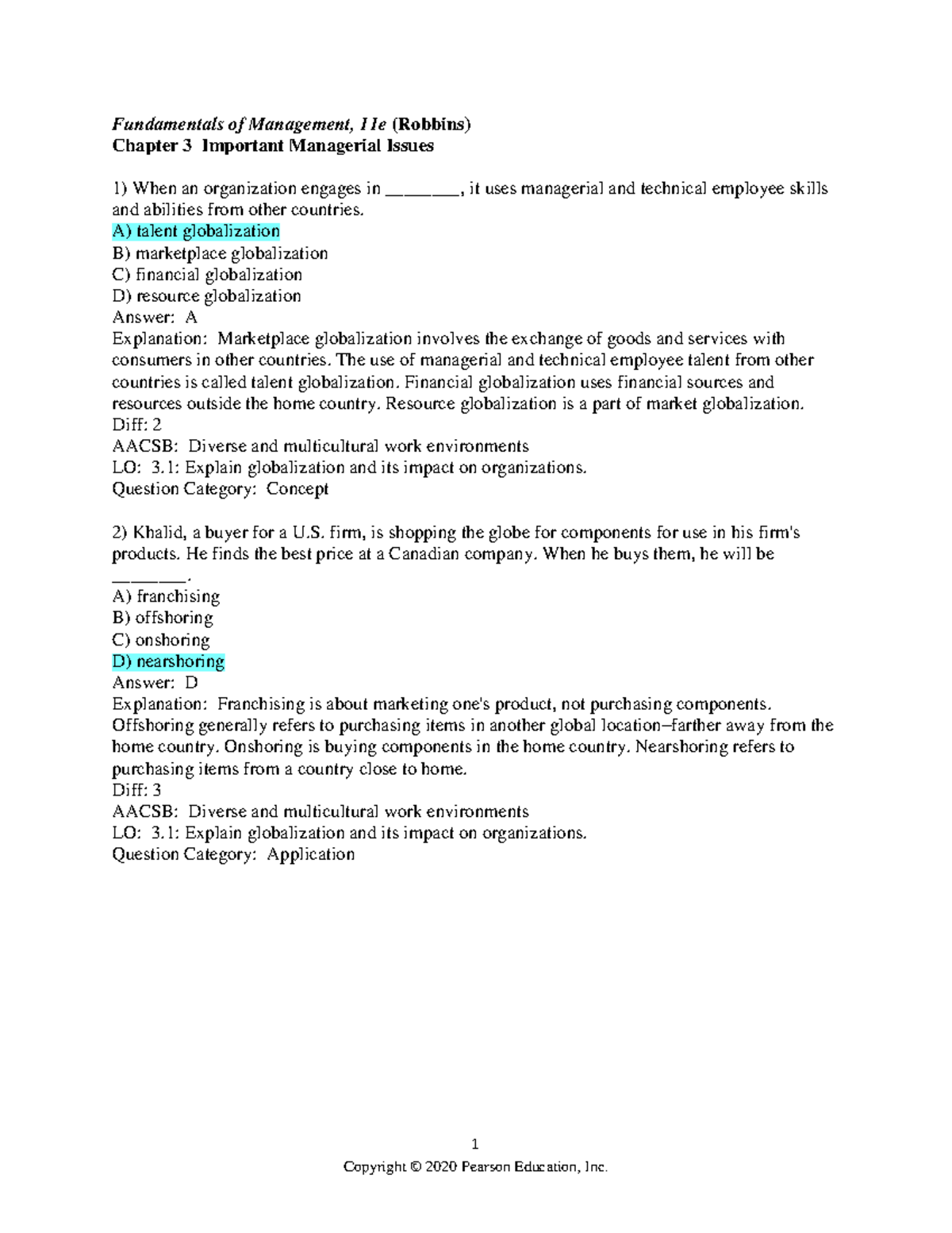 Chapter 3 - 1 Fundamentals of Management, 11e (Robbins) Chapter 3 ...