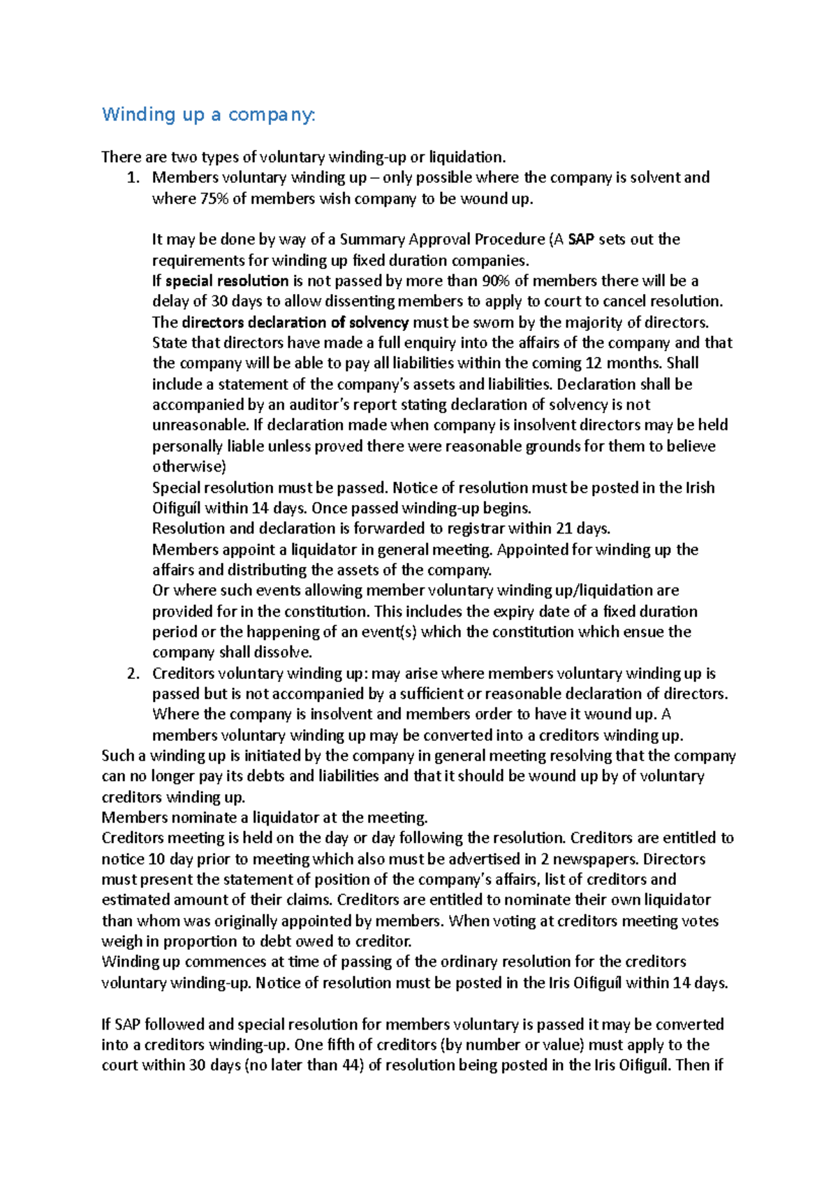 Winding-up-a-company Essay - Winding up a company: There are two types ...