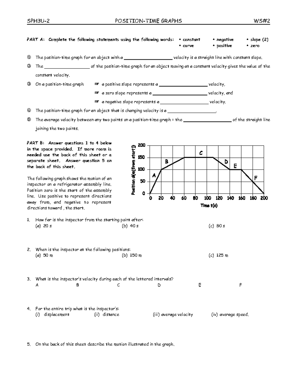 3U2-WS2d-t Graphs - phyics work - SPH3U-2 POSITION-TIME GRAPHS WS# PART ...