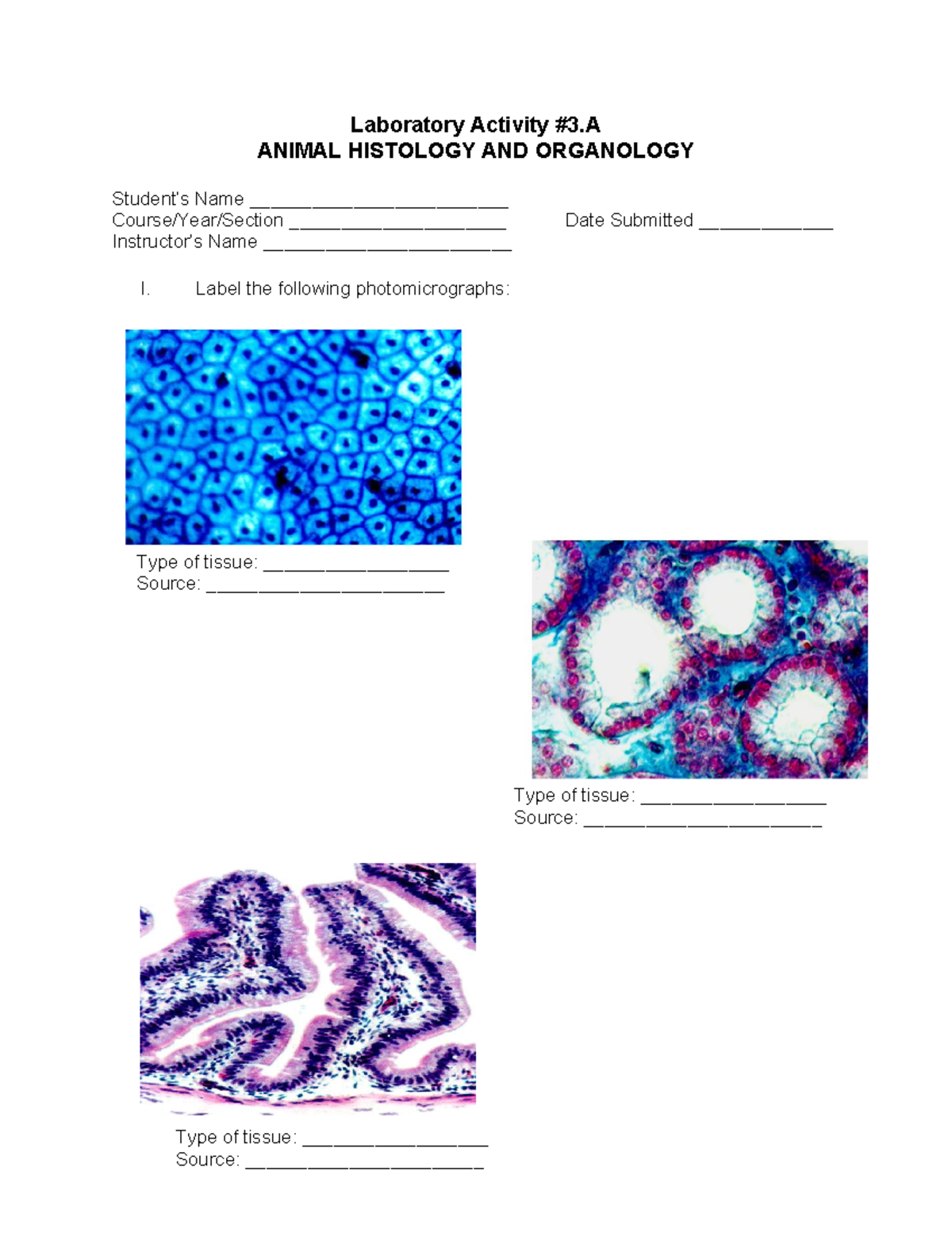 general zoology laboratory material - psychology - Laboratory Activity ...