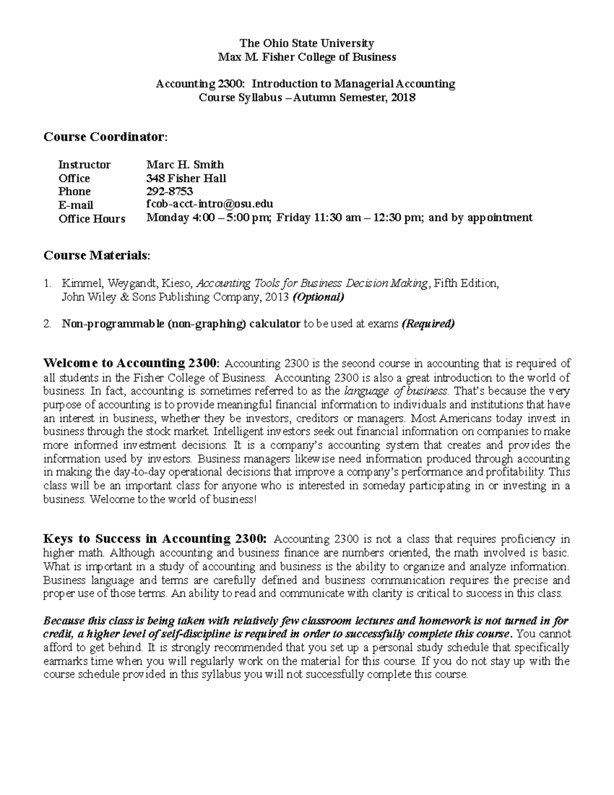 ACCT 2300 Syllabus - The Ohio State University Max M. Fisher College of ...