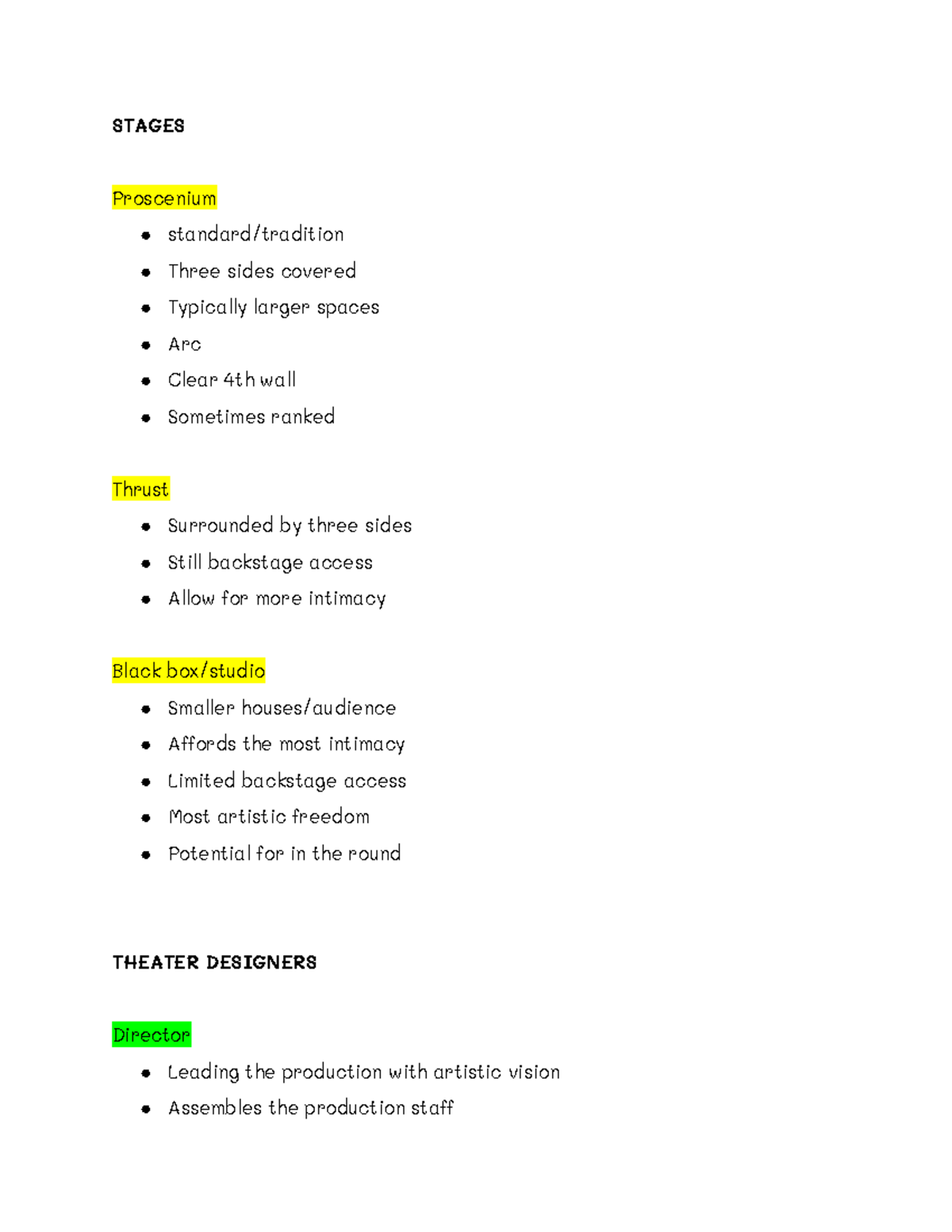 Stages and designers notes - STAGES Proscenium standard/traditionThree ...