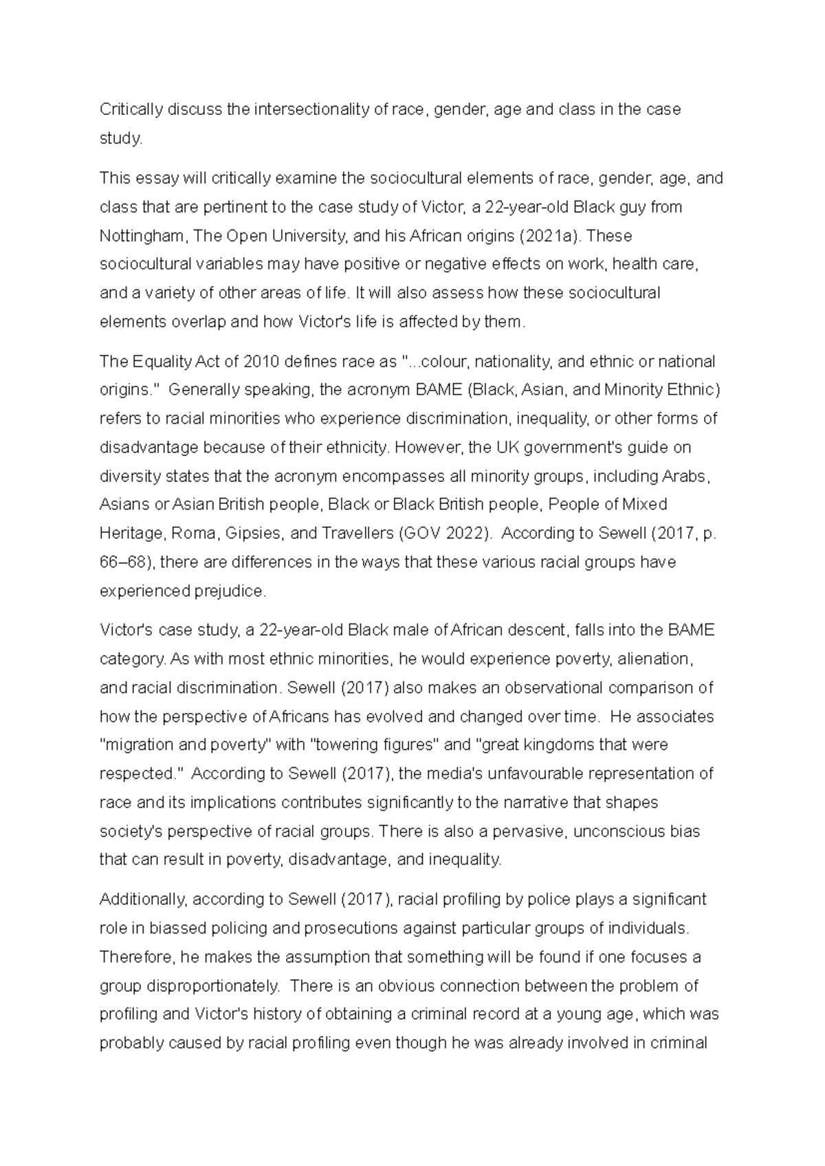 Critically discuss the intersectionality of race - This essay will ...