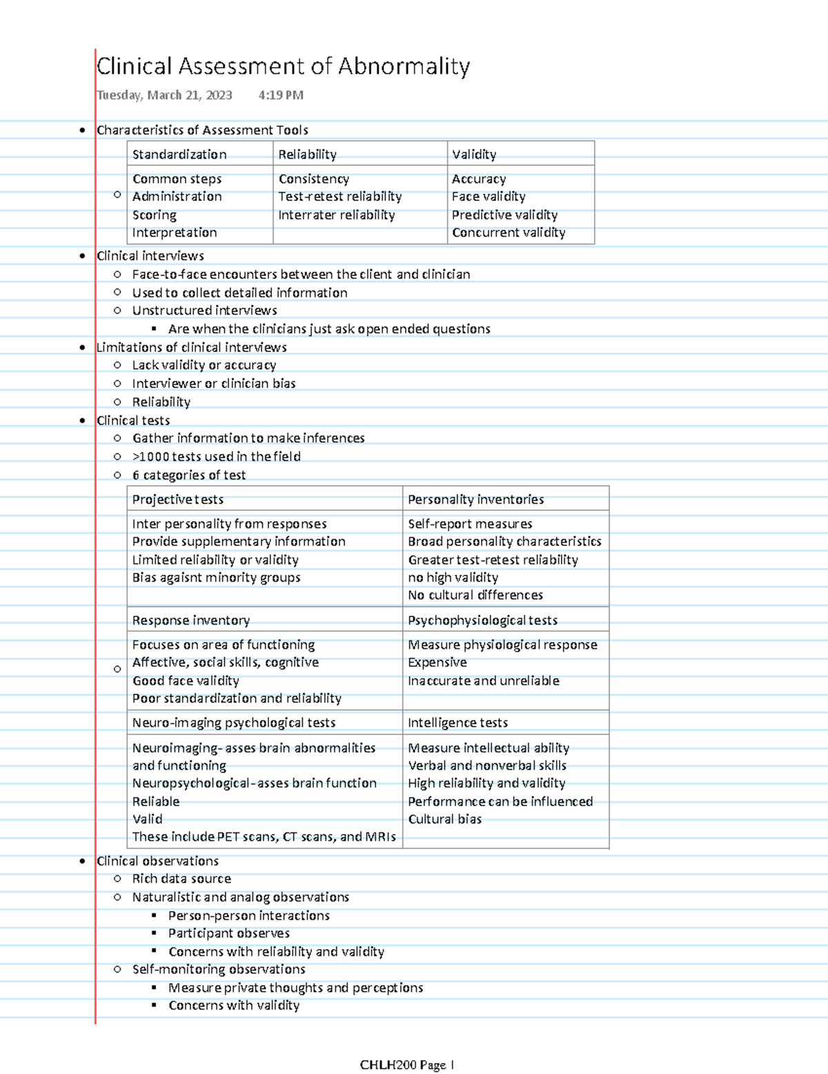 Clinical Assessment of Abnormality - Characteristics of Assessment ...