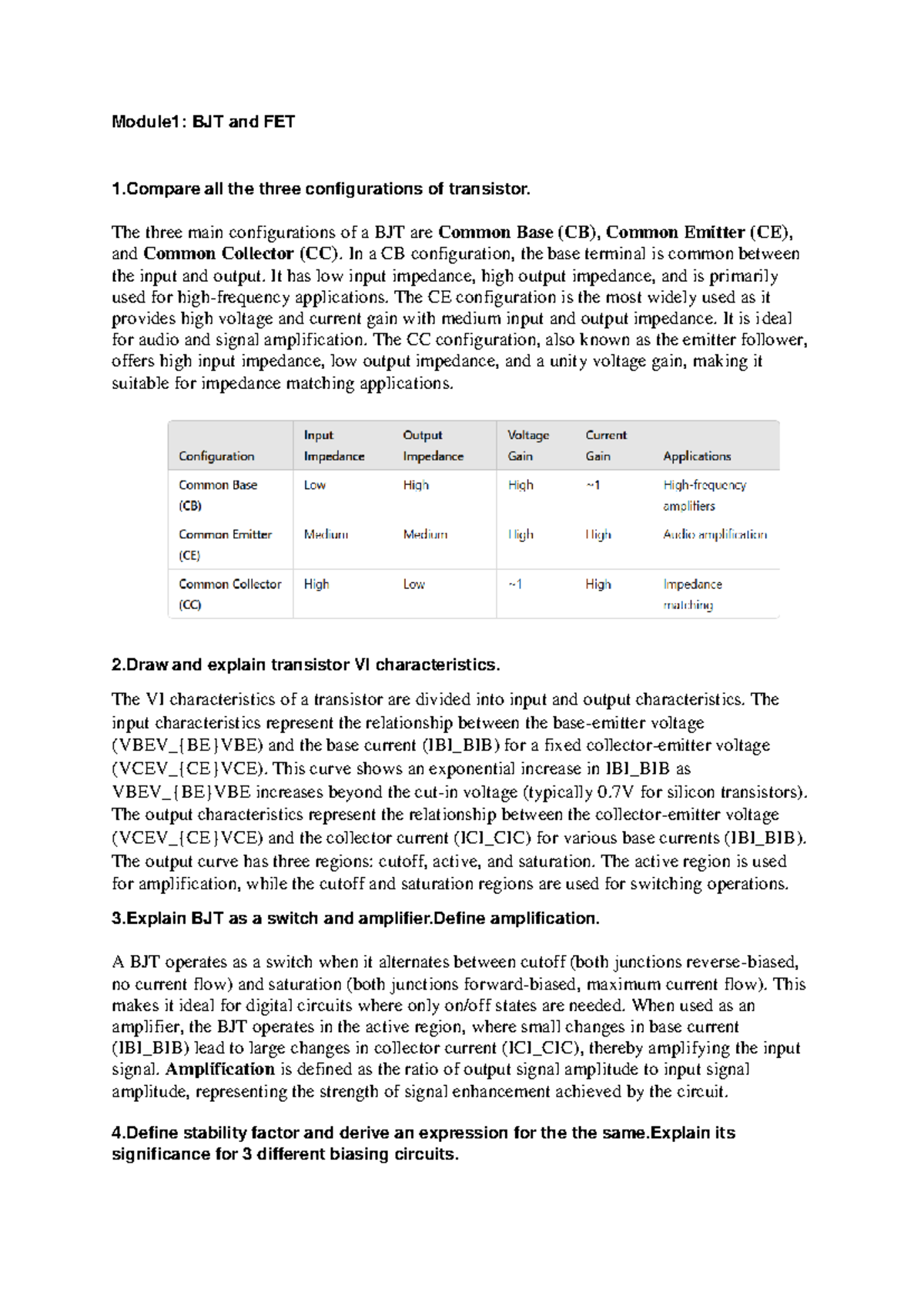 EDLC End Sem Question Bank Solution - Module1: BJT and FET 1 all the ...