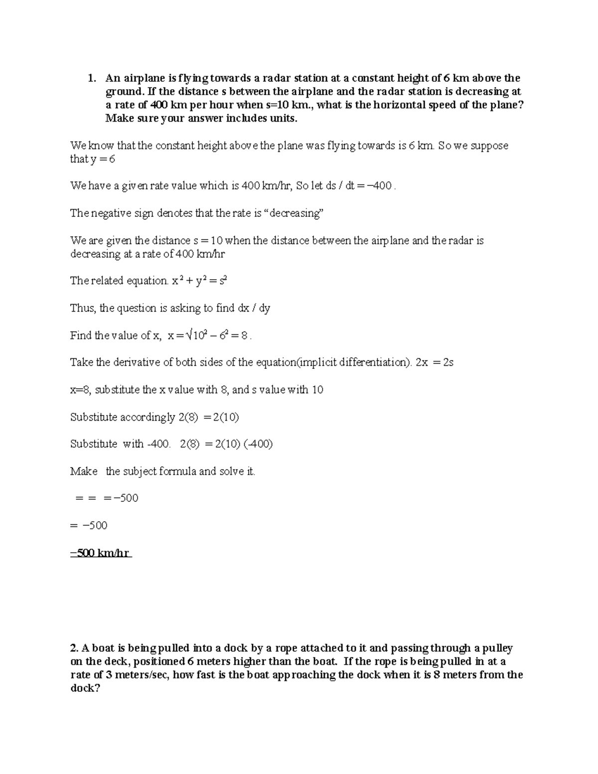 Math 1211 Written Assignment Unit 6 - An airplane is flying towards a ...