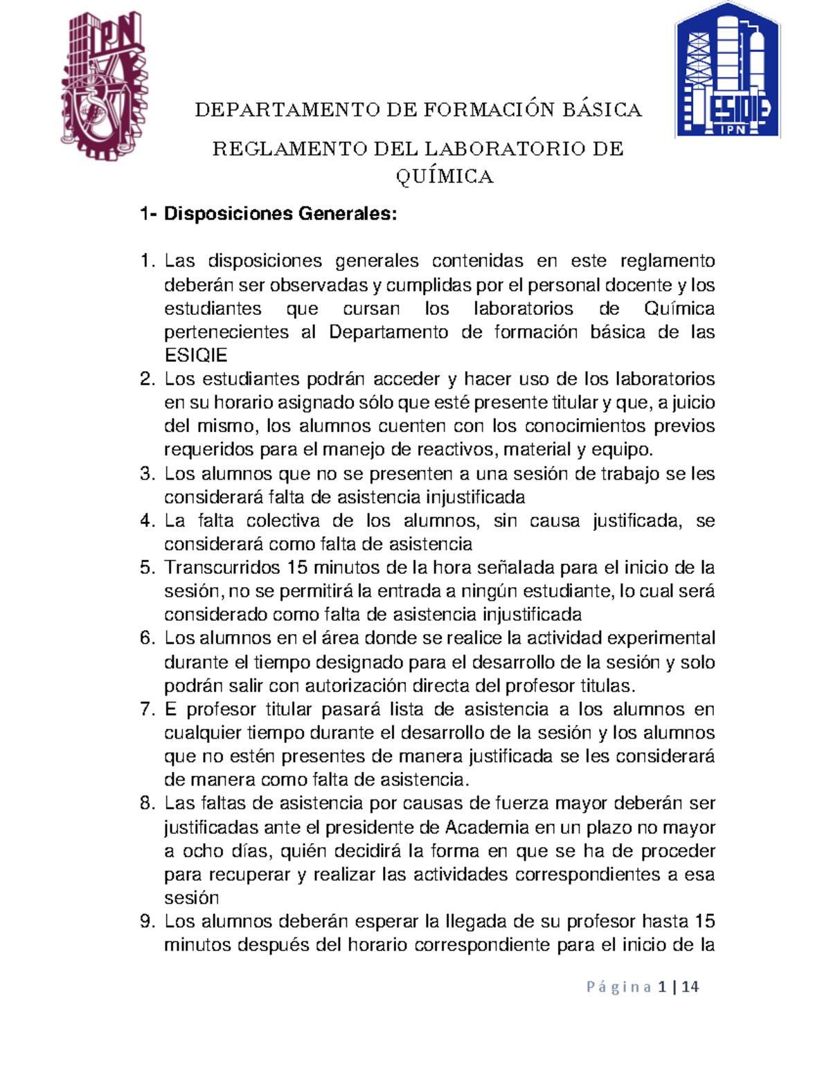 PRIMERA PRACTICA - DEPARTAMENTO DE FORMACI”N B¡SICA REGLAMENTO DEL ...