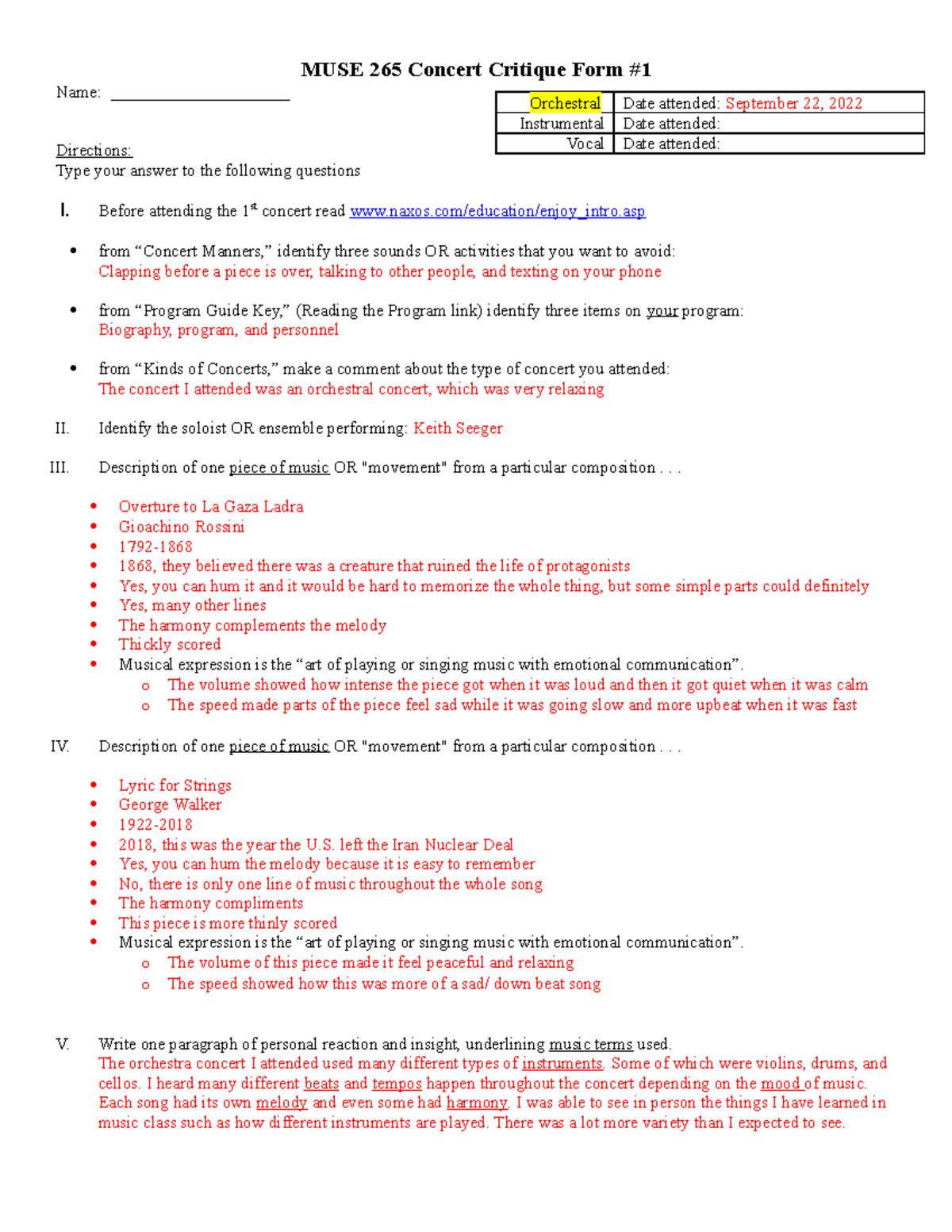 Concert Critique Form #1 - MUSE 265 Concert Critique Form Name ...