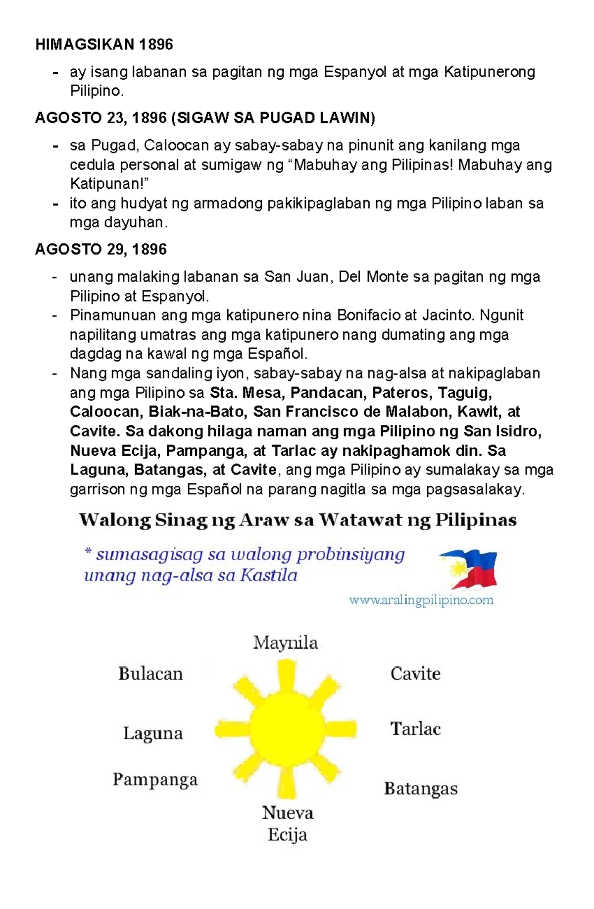 Himagsikan 1896 - lecture purpose - HIMAGSIKAN 1896 ay isang labanan sa ...