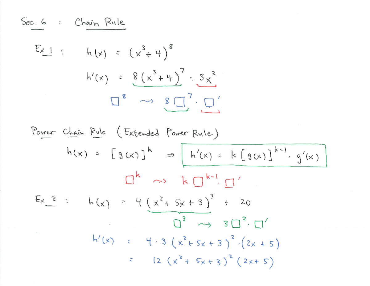 Section 6 Notes - Chain Rule - MAT 143 - Studocu
