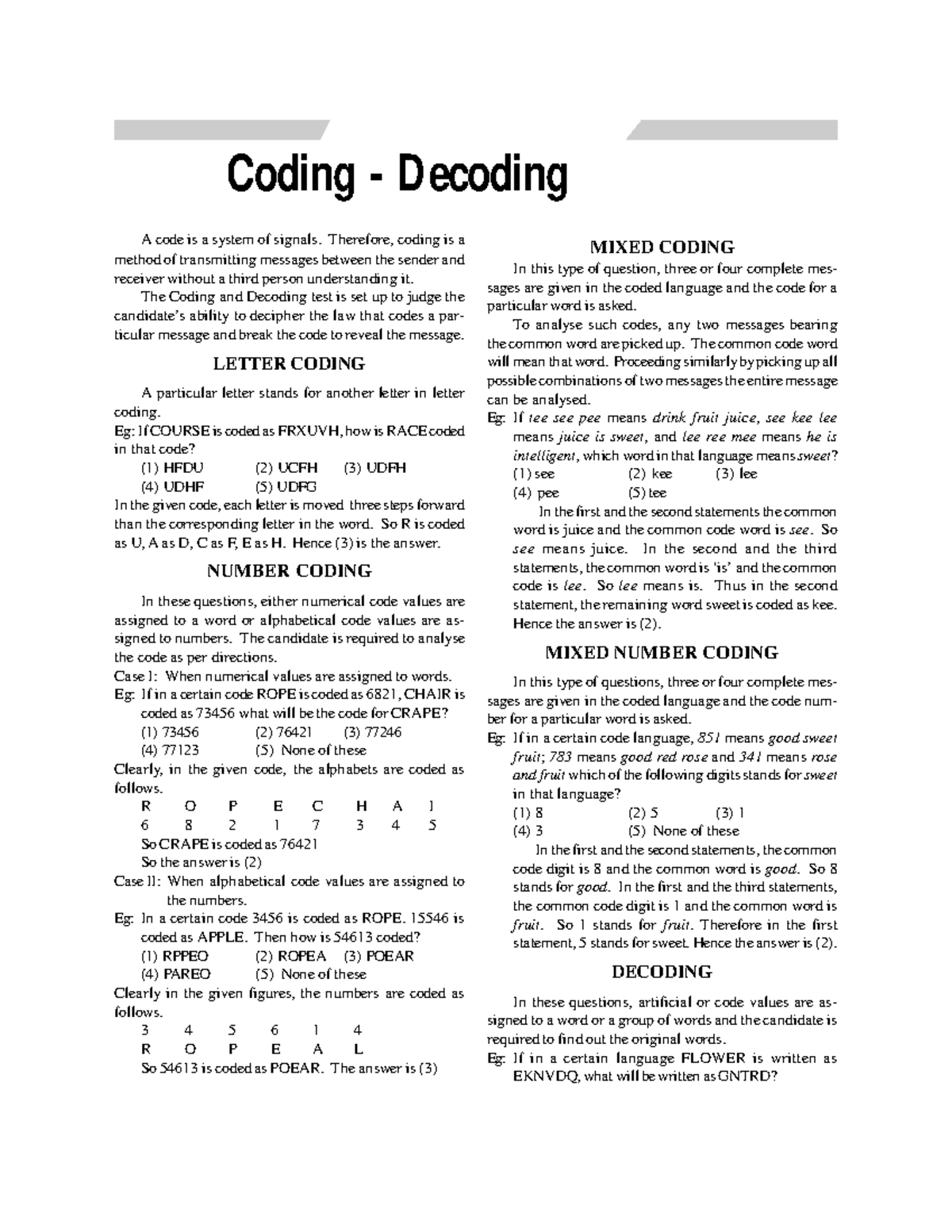 1008121281589622 Coding -Decoding - A code is a system of signals ...