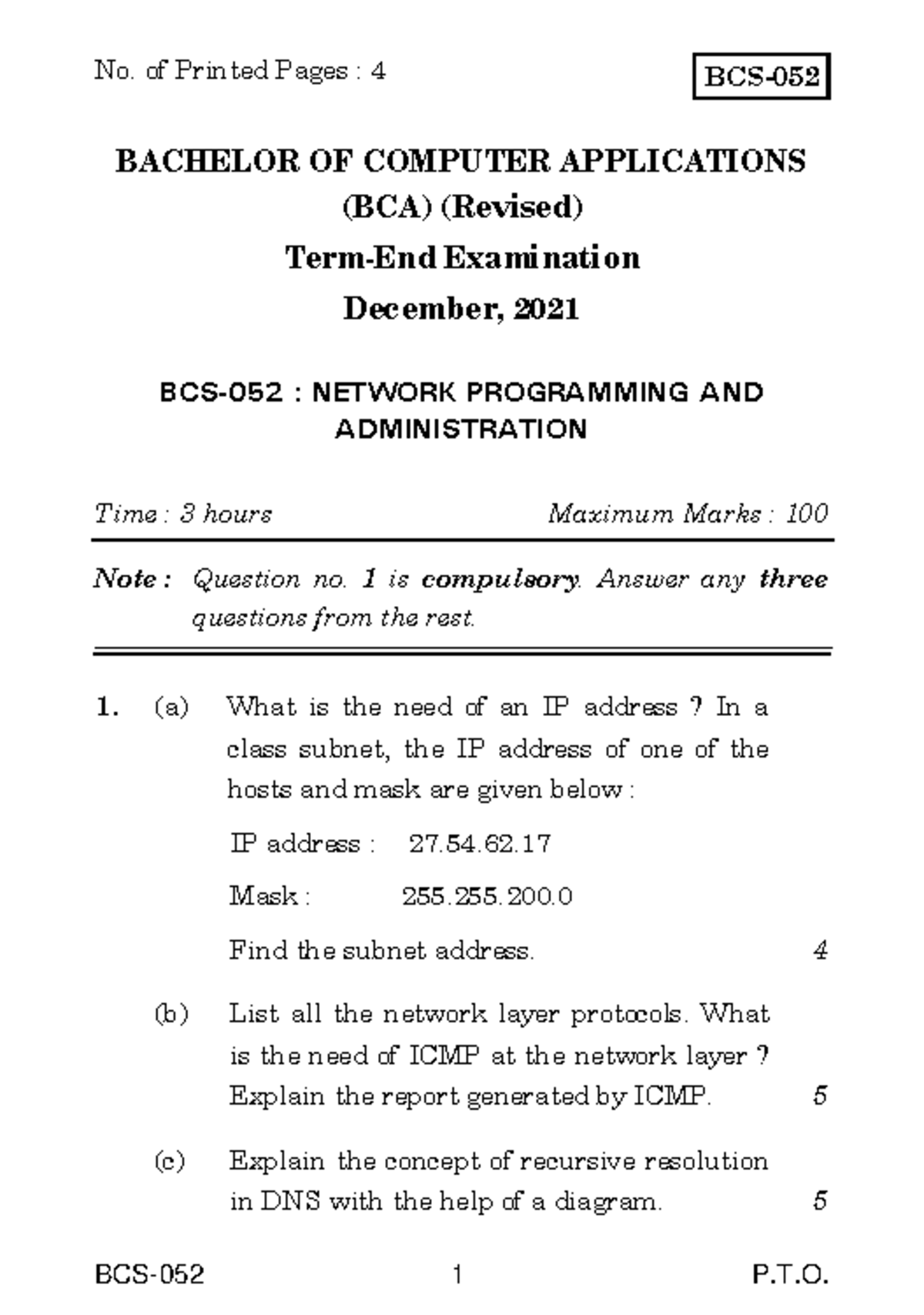 BCS-52 - oknice study material and good efforts - BCS-052 1 P. BCS- BACHELOR OF COMPUTER - Studocu