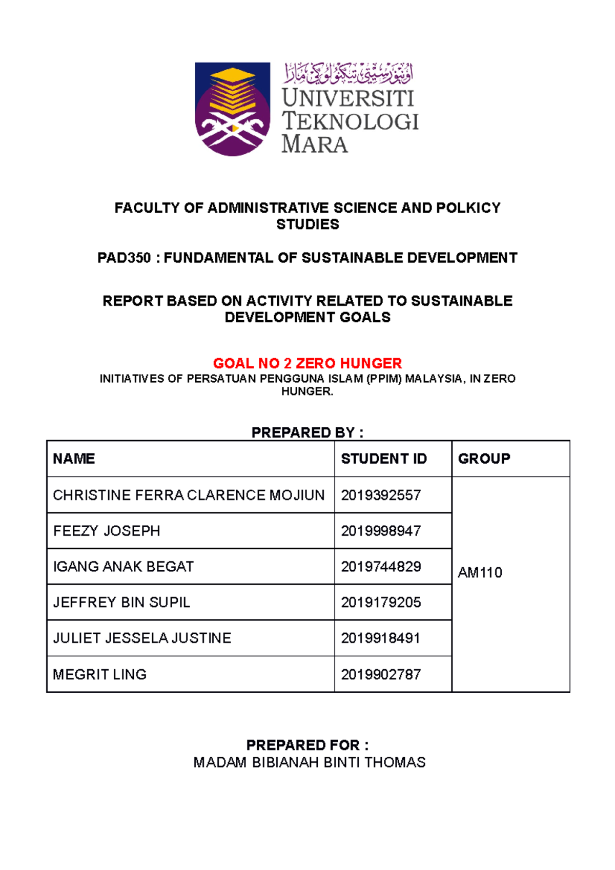 SDG Goals 2 - notes for assigmnent foir all student - FACULTY OF ...