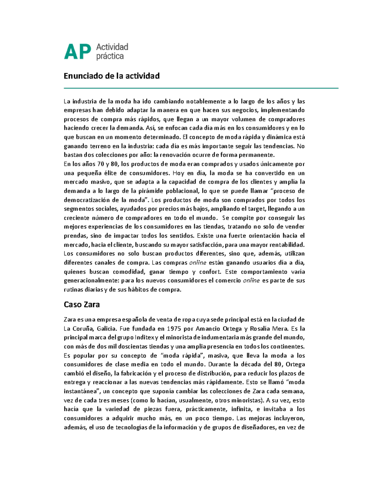AP2 - Enunciado de la actividad - Warning: TT: undefined function: 32 Enunciado de la actividad ...