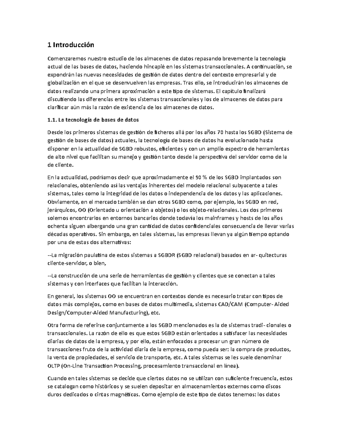 Conceptos básicos de modelado multidimensional - 1 Introducción ...