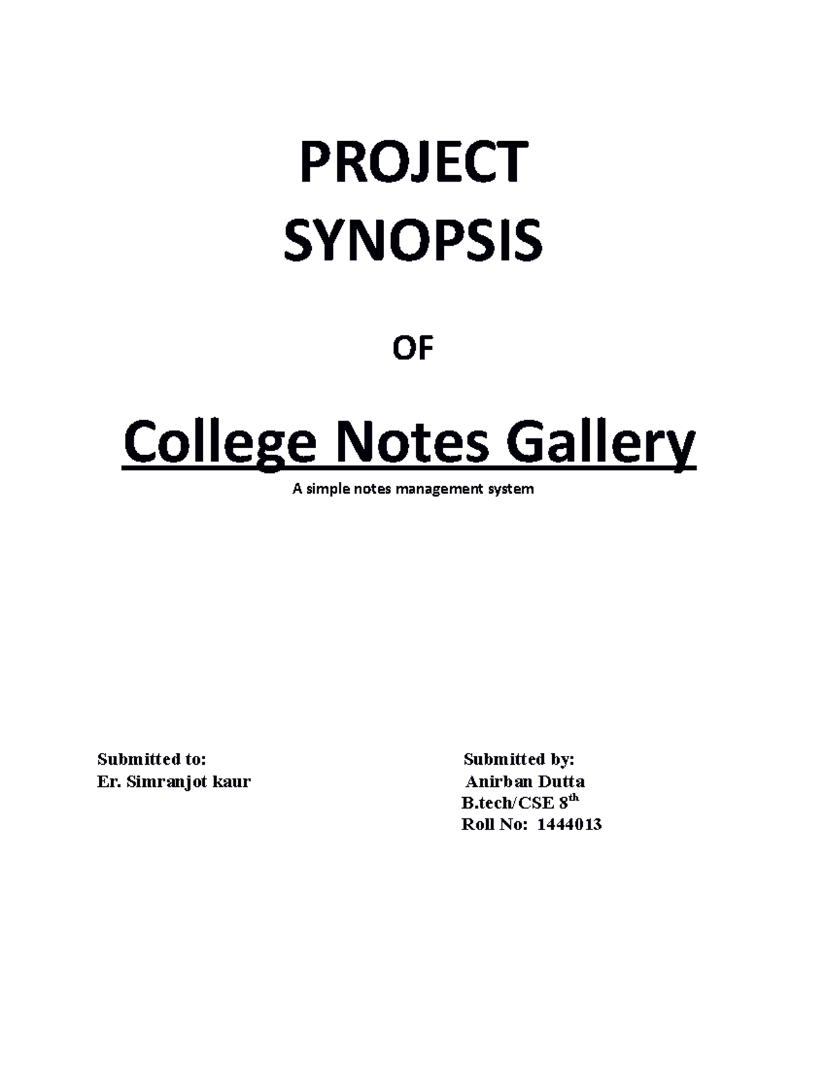 College-notes-gallery - PROJECT SYNOPSIS OF College Notes Gallery A ...