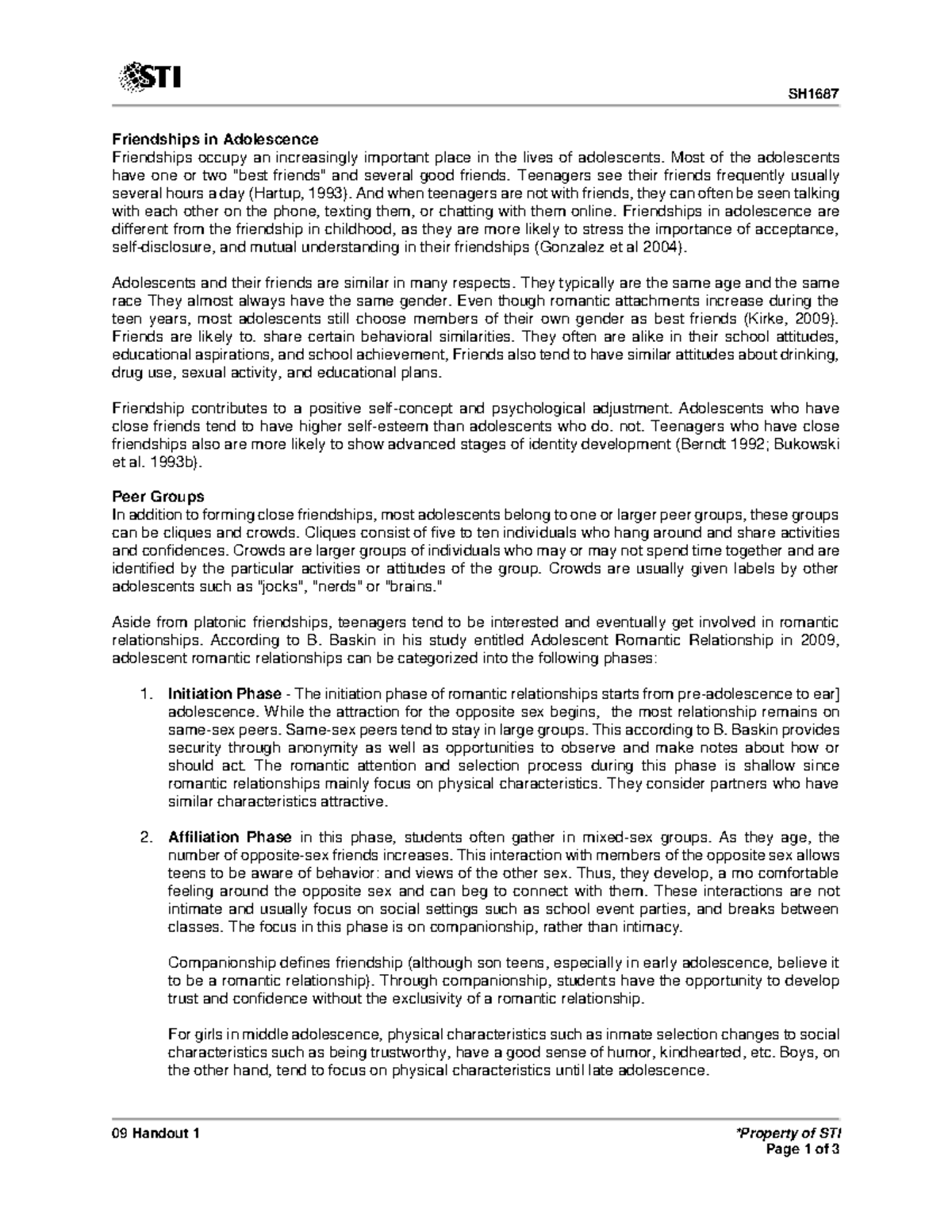 09 Handout 1 - ......... - SH 09 Handout 1 *Property of STI Page 1 of 3 ...