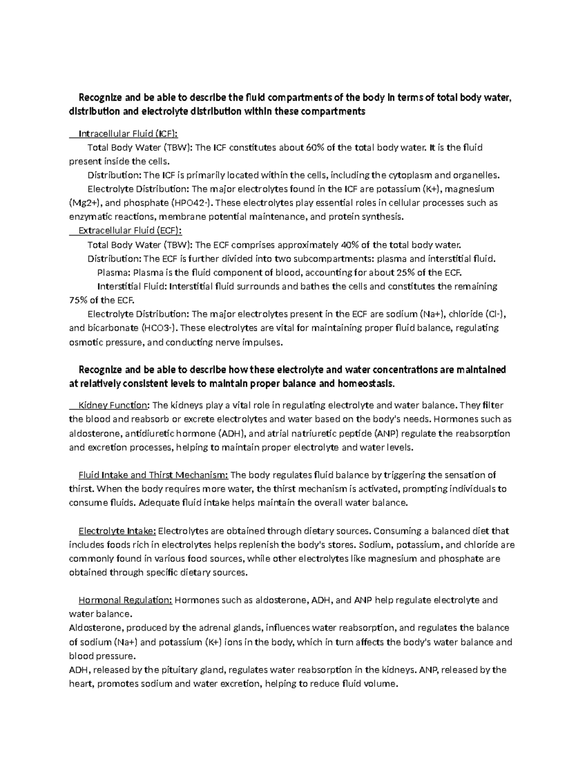 Module 1 study guide - Recognize and be able to describe the fluid ...