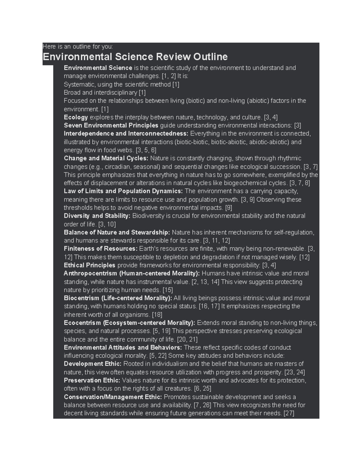 Reviewer Ensci - Here is an outline for you: Environmental Science ...
