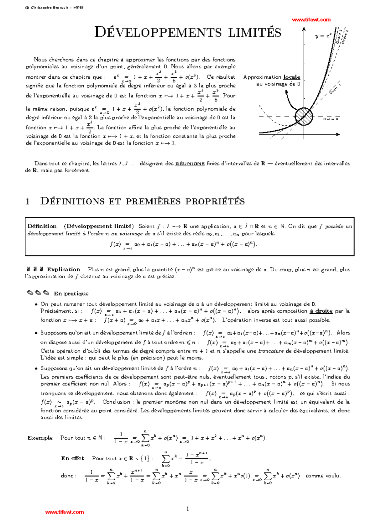 Cour Développement limité - Développements limités Nous cherchons dans ...