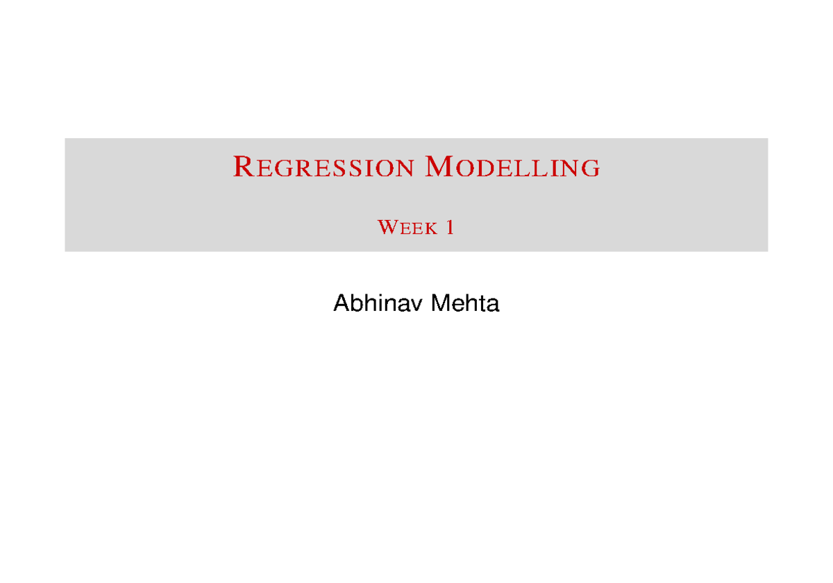 Week 1 - Lecture notes 1 - STAT6038 - ANU - Studocu