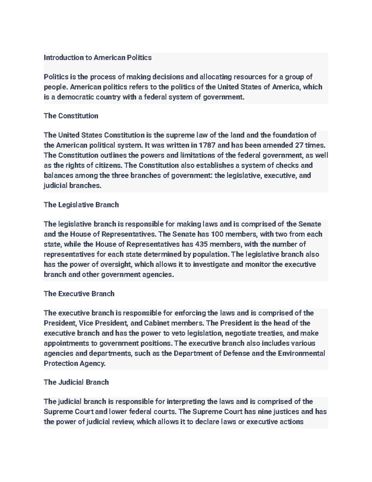 Introduction to American Politics - Introduction to American Politics ...