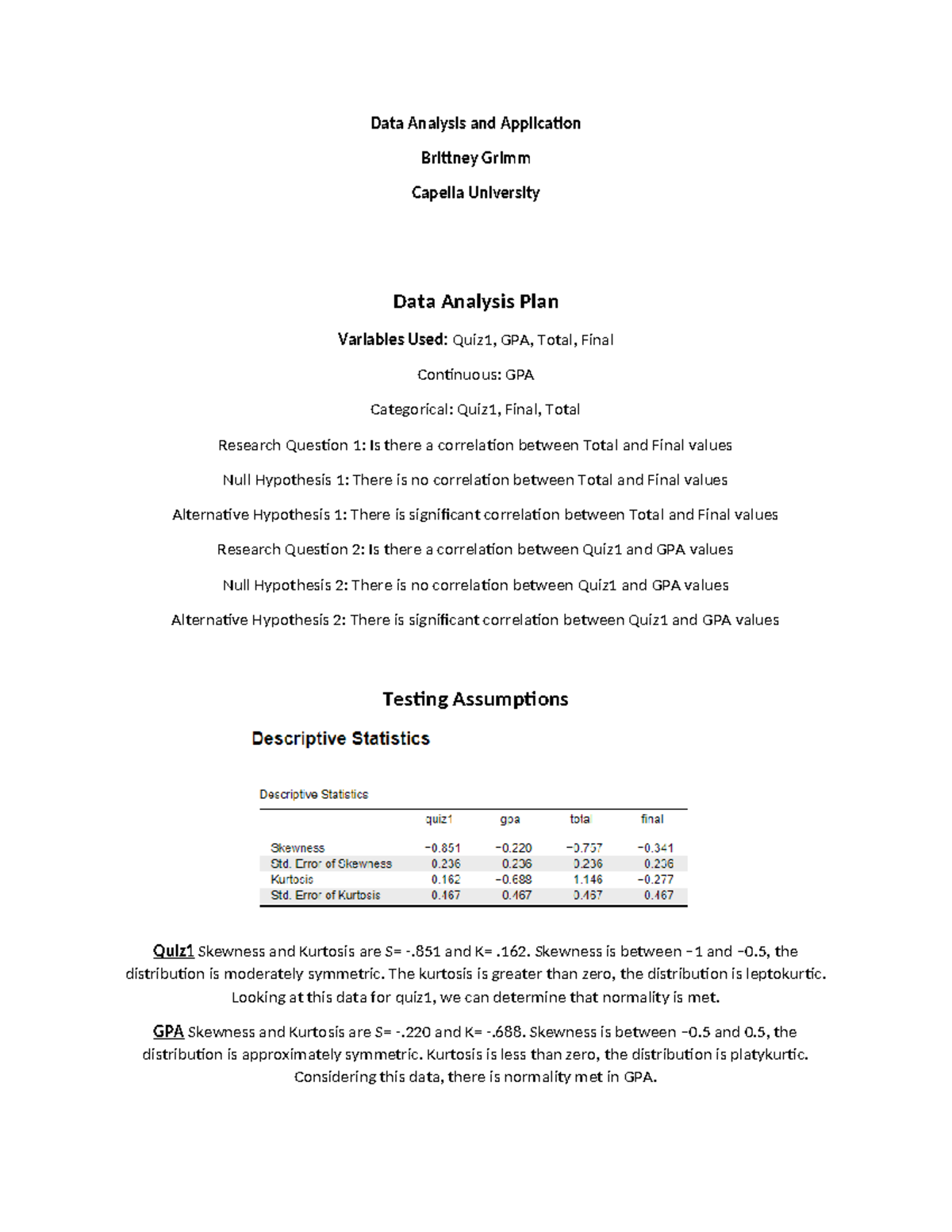 U2A4-RSCH7864 - Research - Data Analysis and Application Brittney Grimm Capella University Data ...