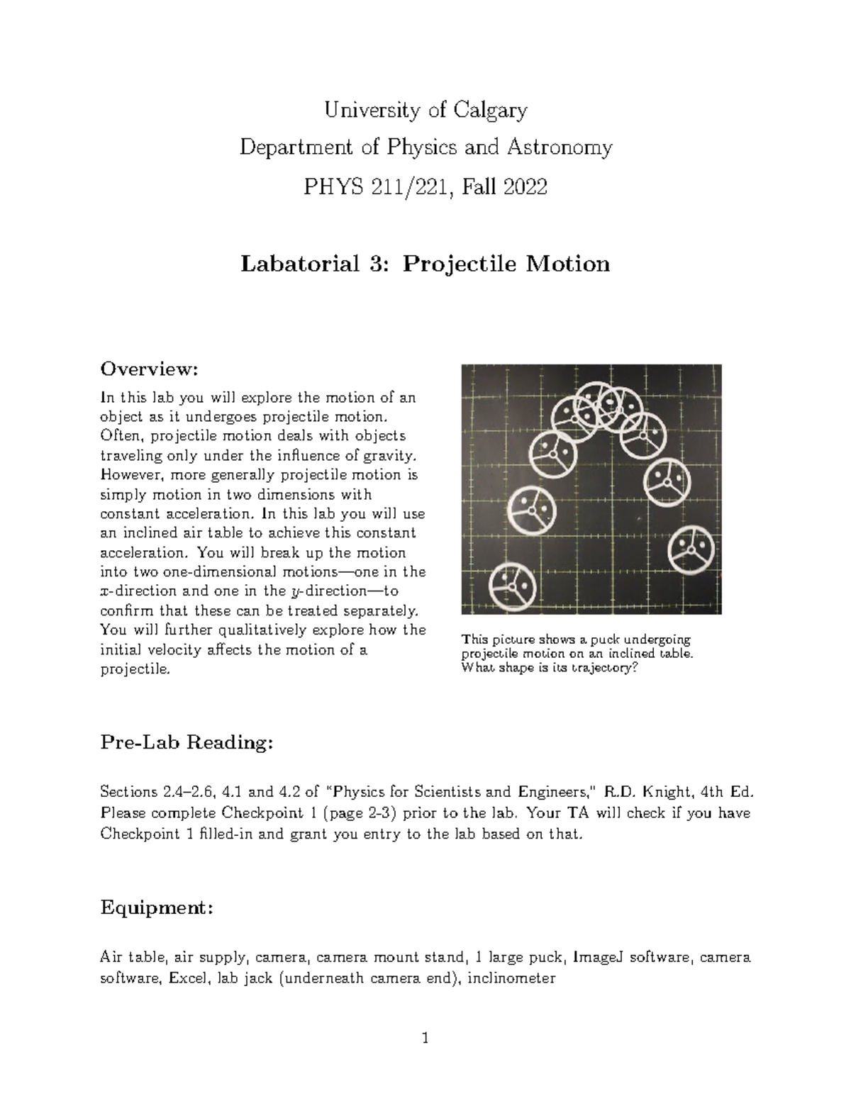 Phys211 221-Labatorial 03-FA2022 - University of Calgary Department of ...