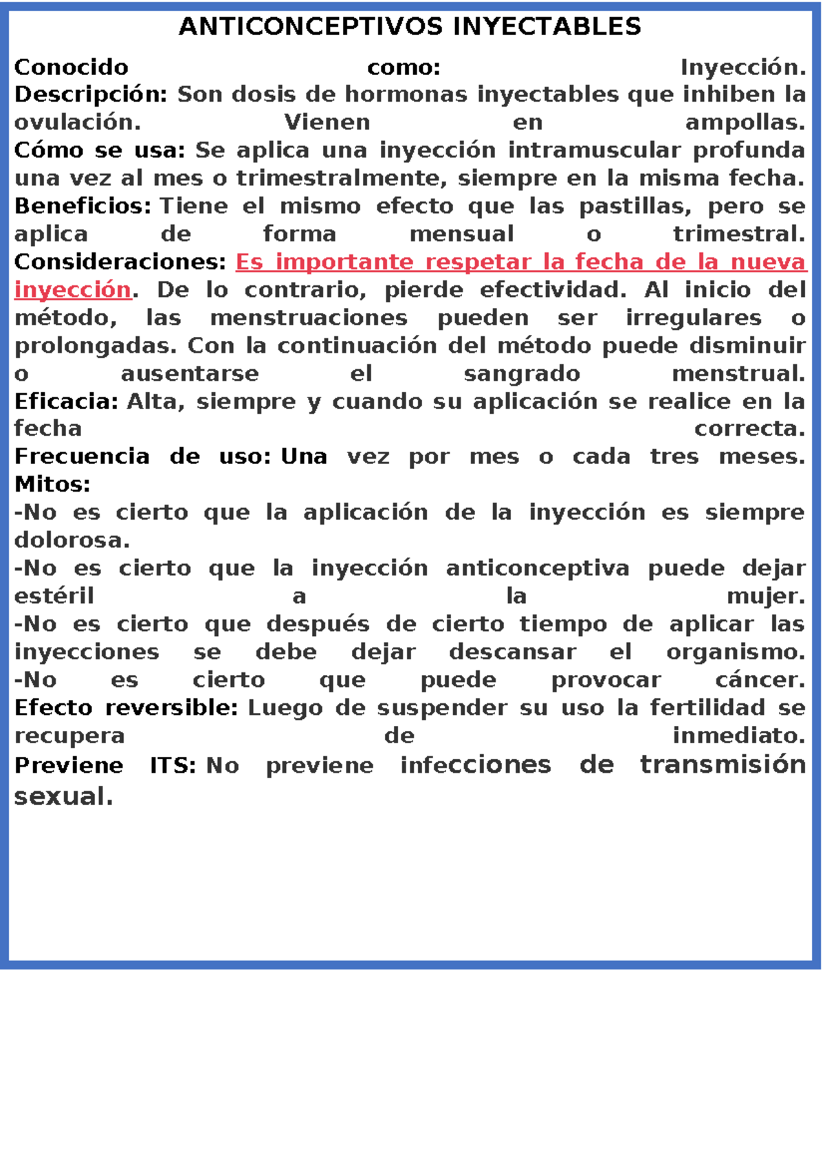 MPF2 - ANTICONCEPTIVOS INYECTABLES Conocido como: Inyección ...