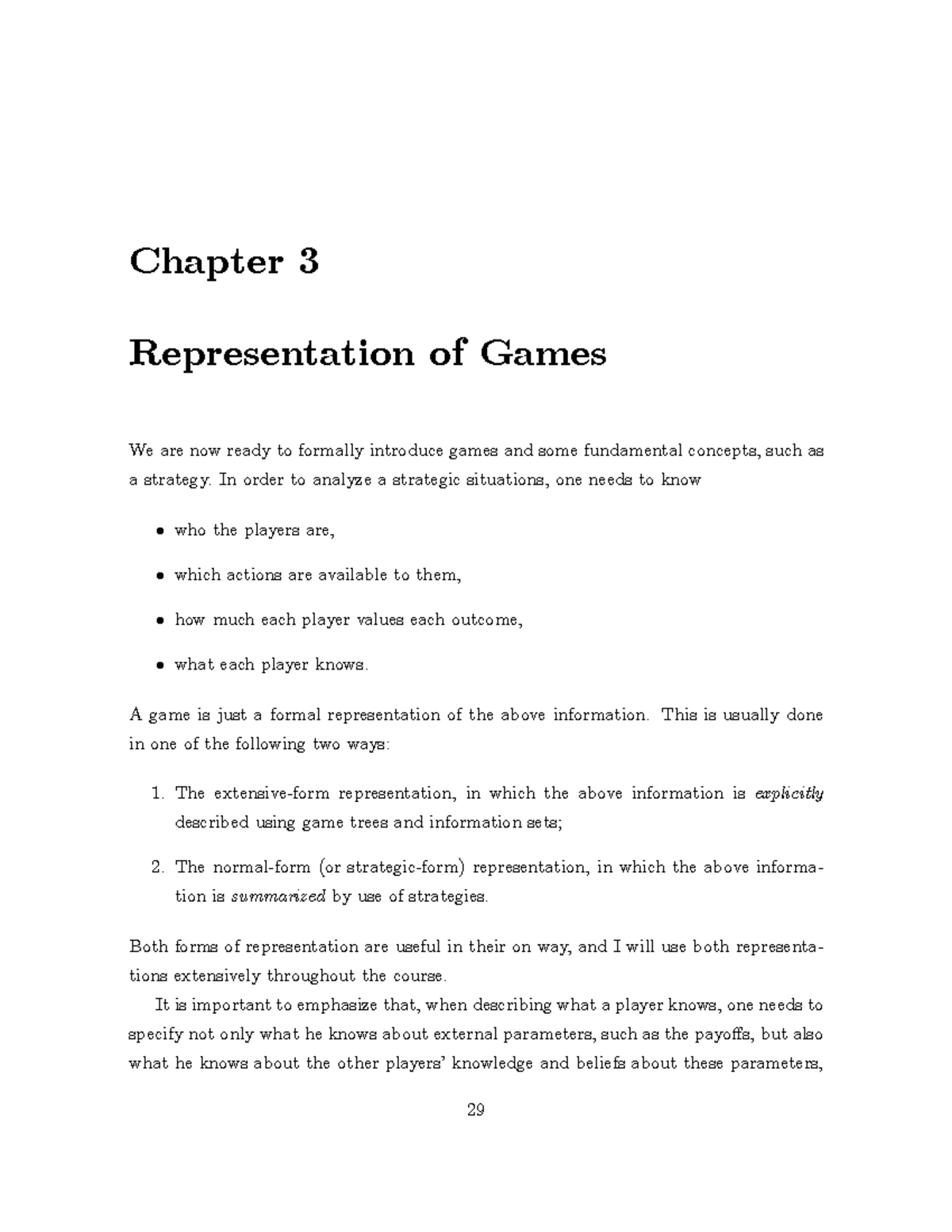 Game Theory MIT - This summary discusses the representations of games ...