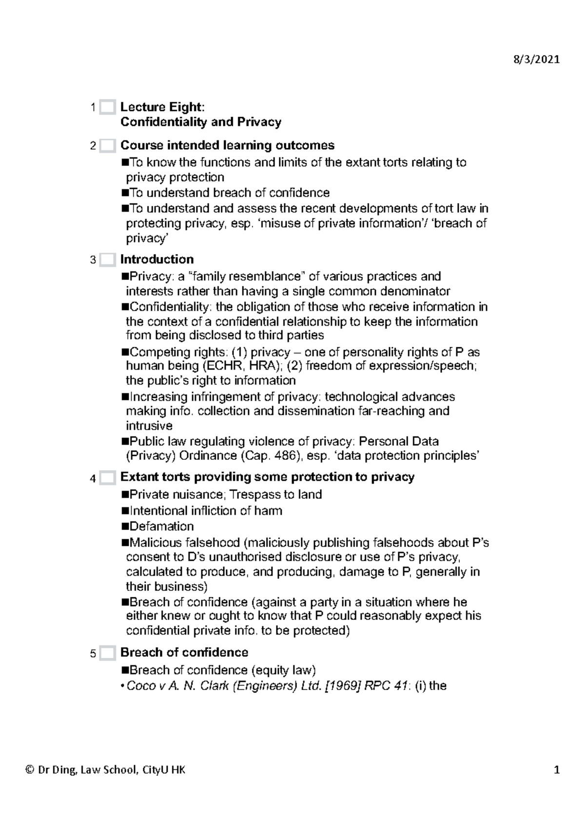 Confidentiality and Privacy - Lecture Eight: Confidentiality and ...