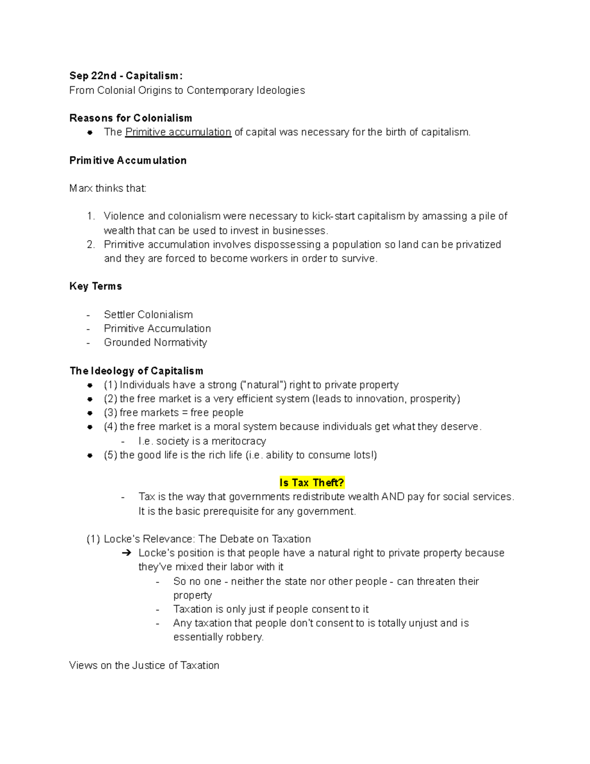 Lecture 3 - Capitalism SJPS - Sep 22nd - Capitalism: From Colonial ...