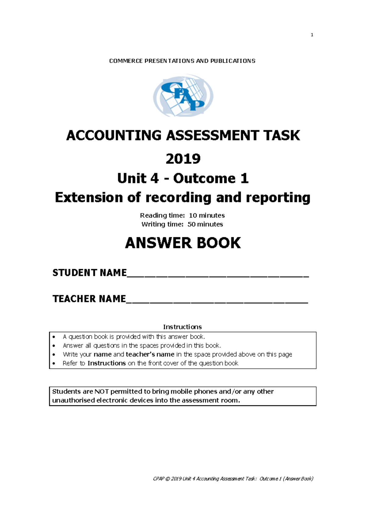CPAP 2019 Answer - COMMERCE PRESENTATIONS AND PUBLICATIONS ACCOUNTING ...