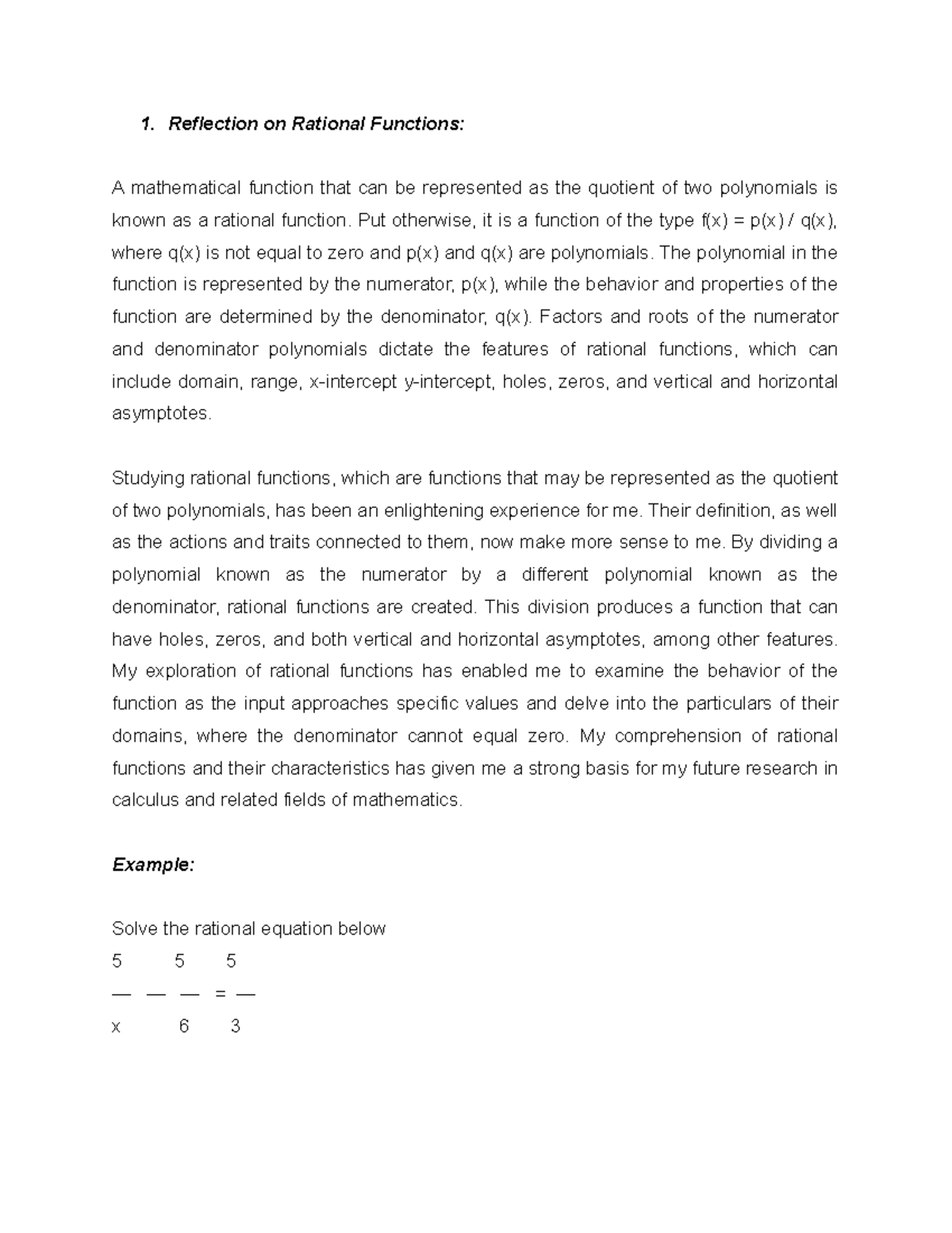 MATH - Fghbb - Reflection on Rational Functions: A mathematical ...