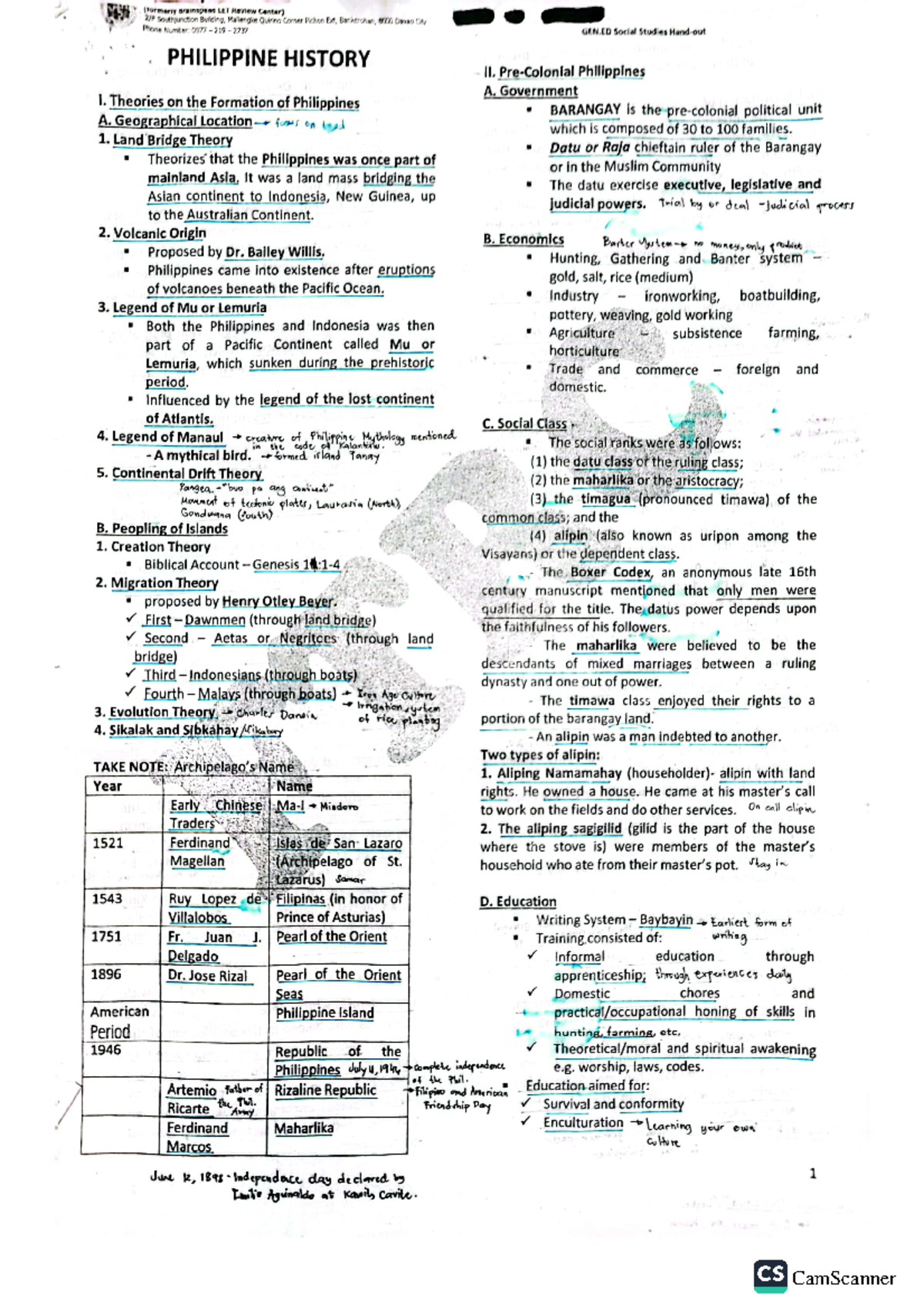 Philippine-History-Handout - Readings in the Philippine History - Studocu