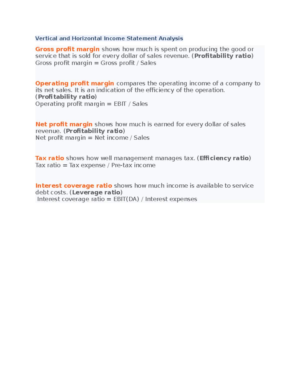 Financial Analysis Fundamentals - Vertical and Horizontal Income ...