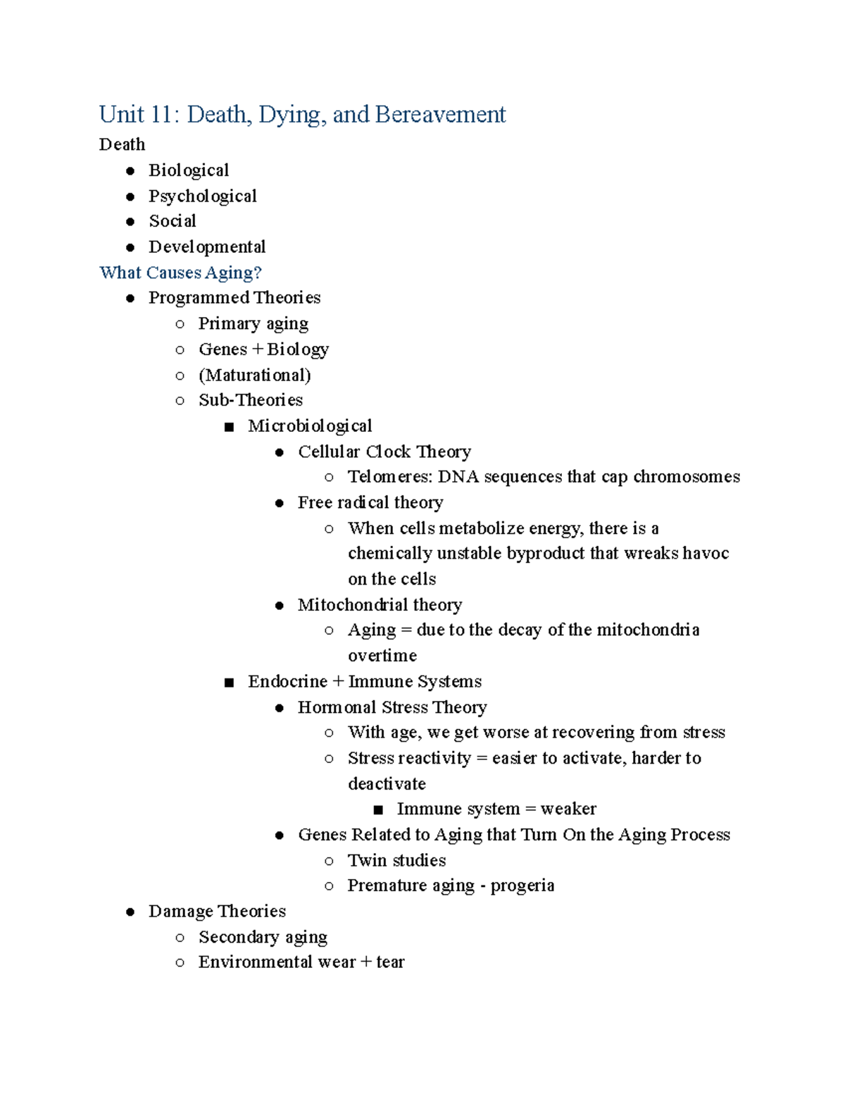 PSY 311: Unit 11 - Death, Dying, and Bereavement - Unit 11: Death ...