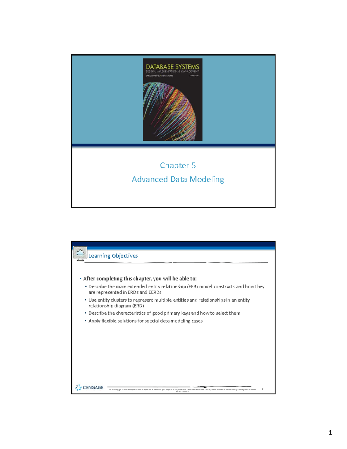 Coronel Database Systems 13e ch05 - Chapter Advanced Data Modeling ####### 2 Learning Objectives ...