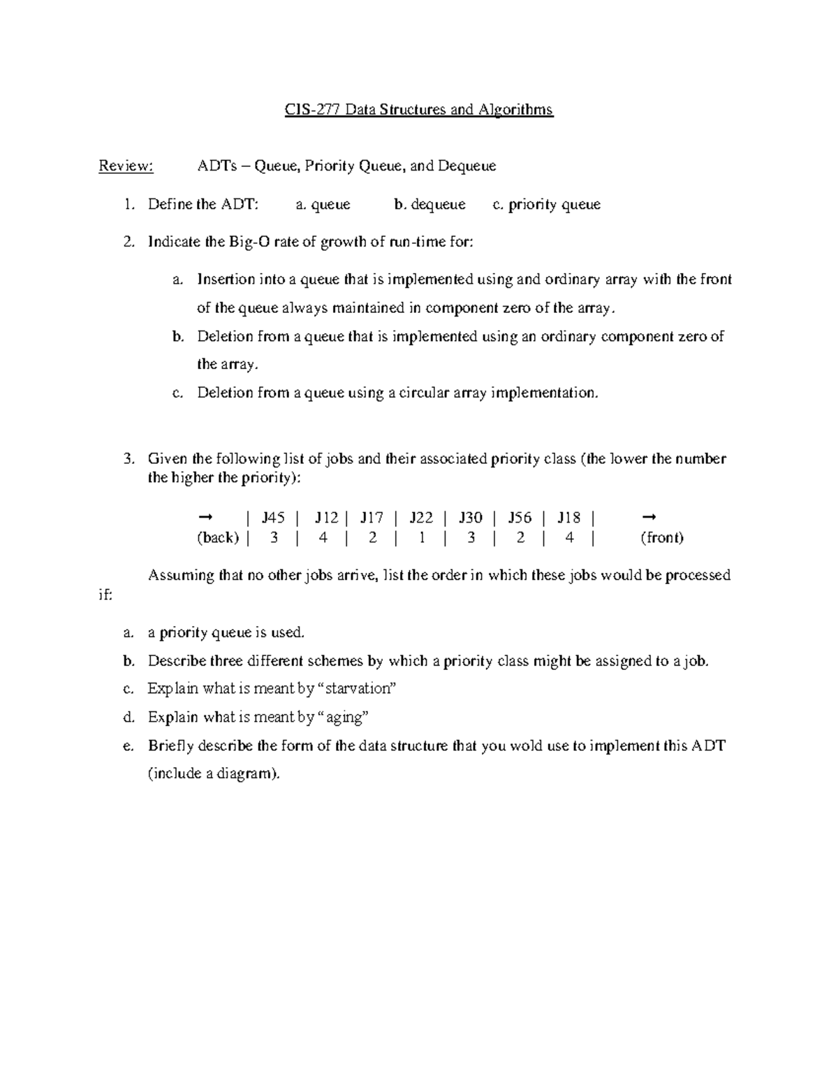 CIS-277 - Data Structures and Algorithms CoureWork Material - CIS-277 Data Structures and ...