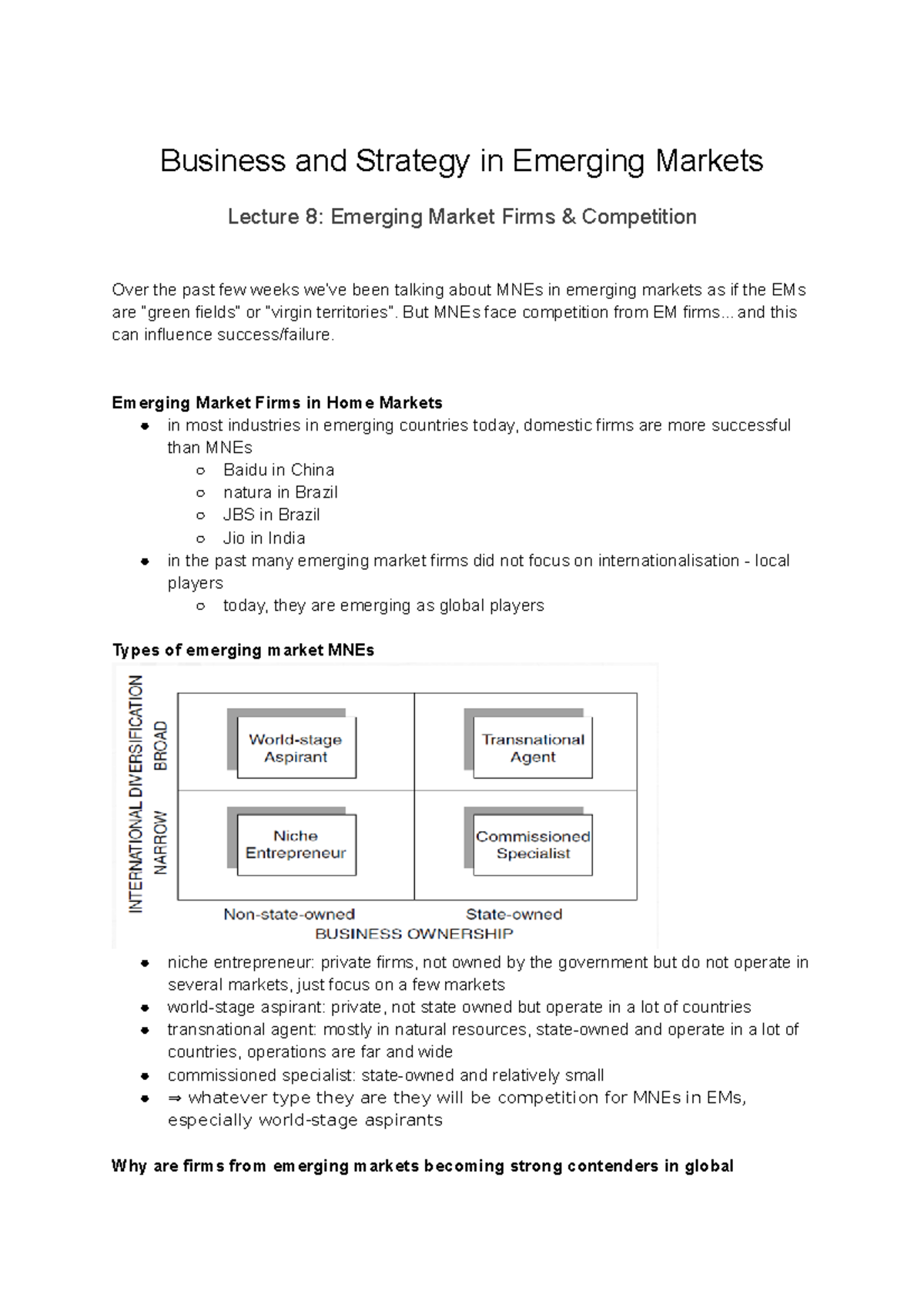 Lecture 8 Emerging Market Firms & Competition - Business and Strategy ...