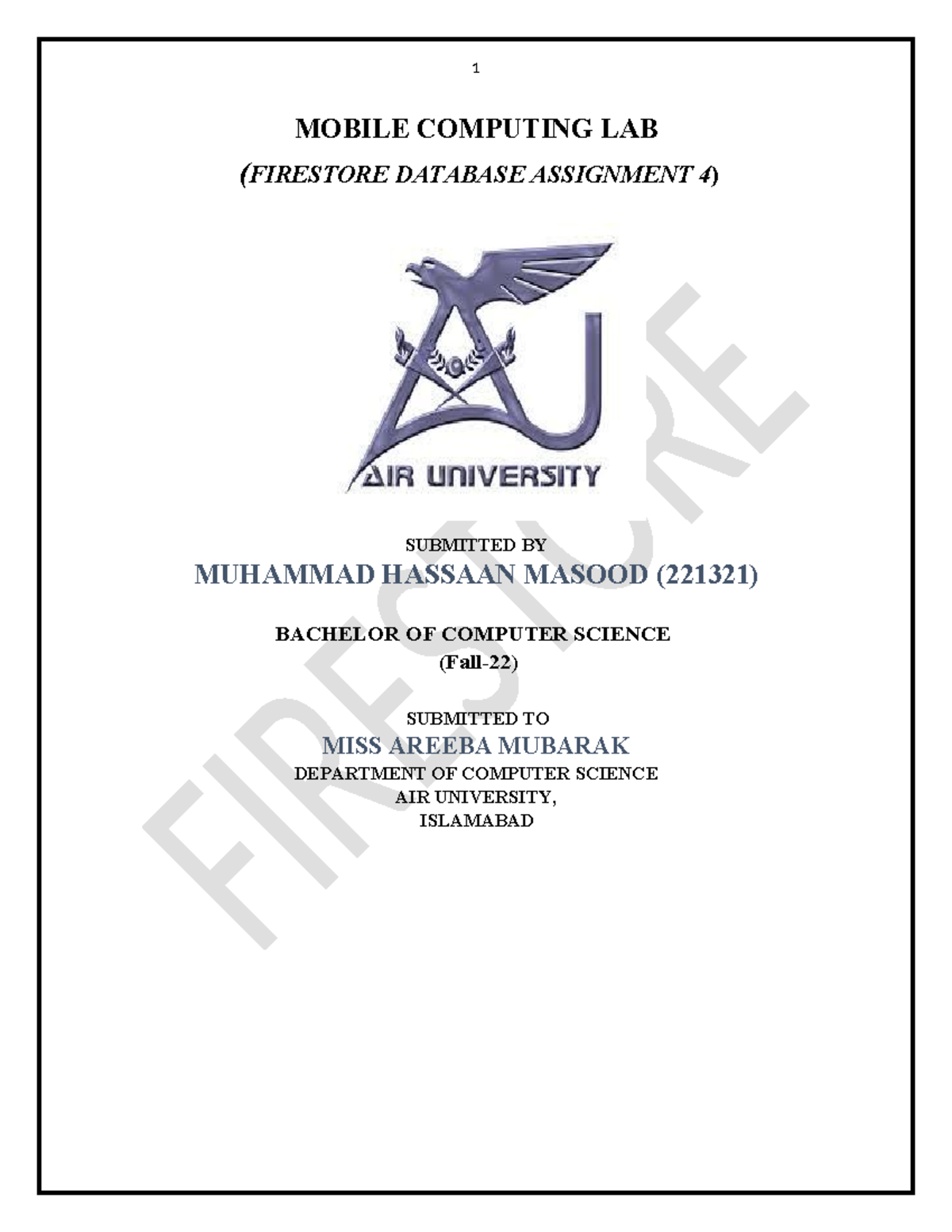 Mobile Computing Firestore Database ASSG 4 221321 - MOBILE COMPUTING LAB (FIRESTORE DATABASE ...