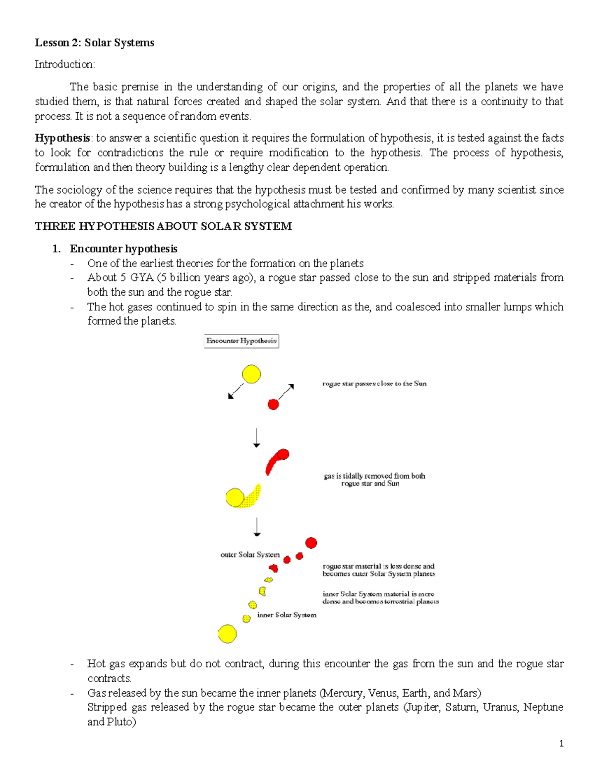 Lesson 2. Solar System and Earth Subsystem - Lesson 2: Solar Systems ...