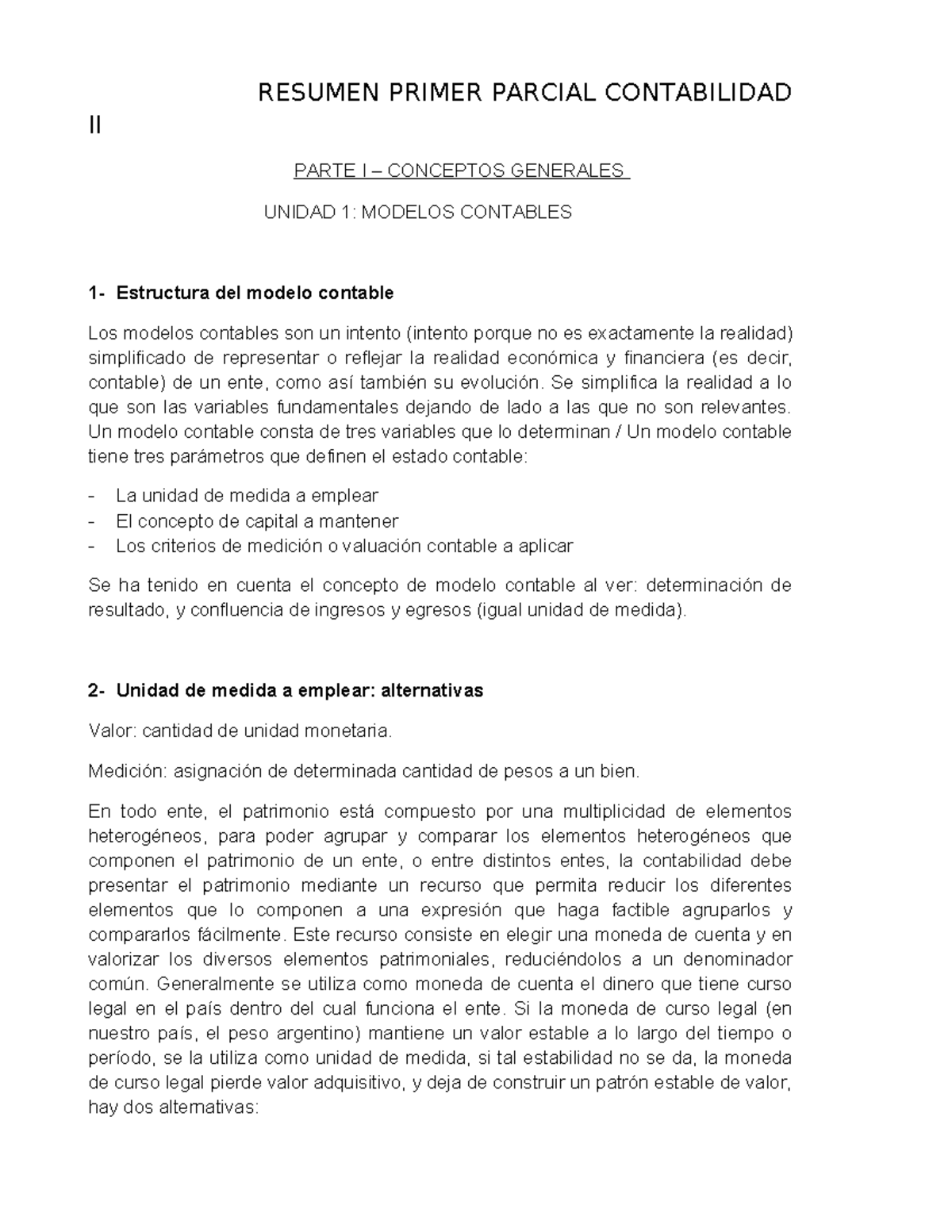 Unidad 1 - RESUMEN PRIMER PARCIAL CONTABILIDAD II PARTE I – CONCEPTOS GENERALES UNIDAD 1 ...