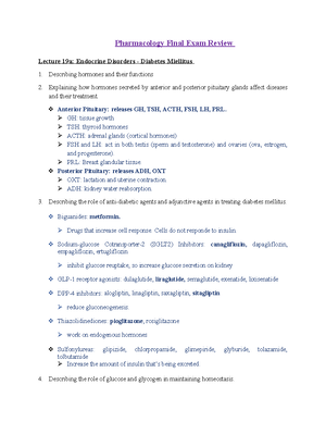 Exam 3 drugs overview - Drugs overview table Drug Name (common name ...