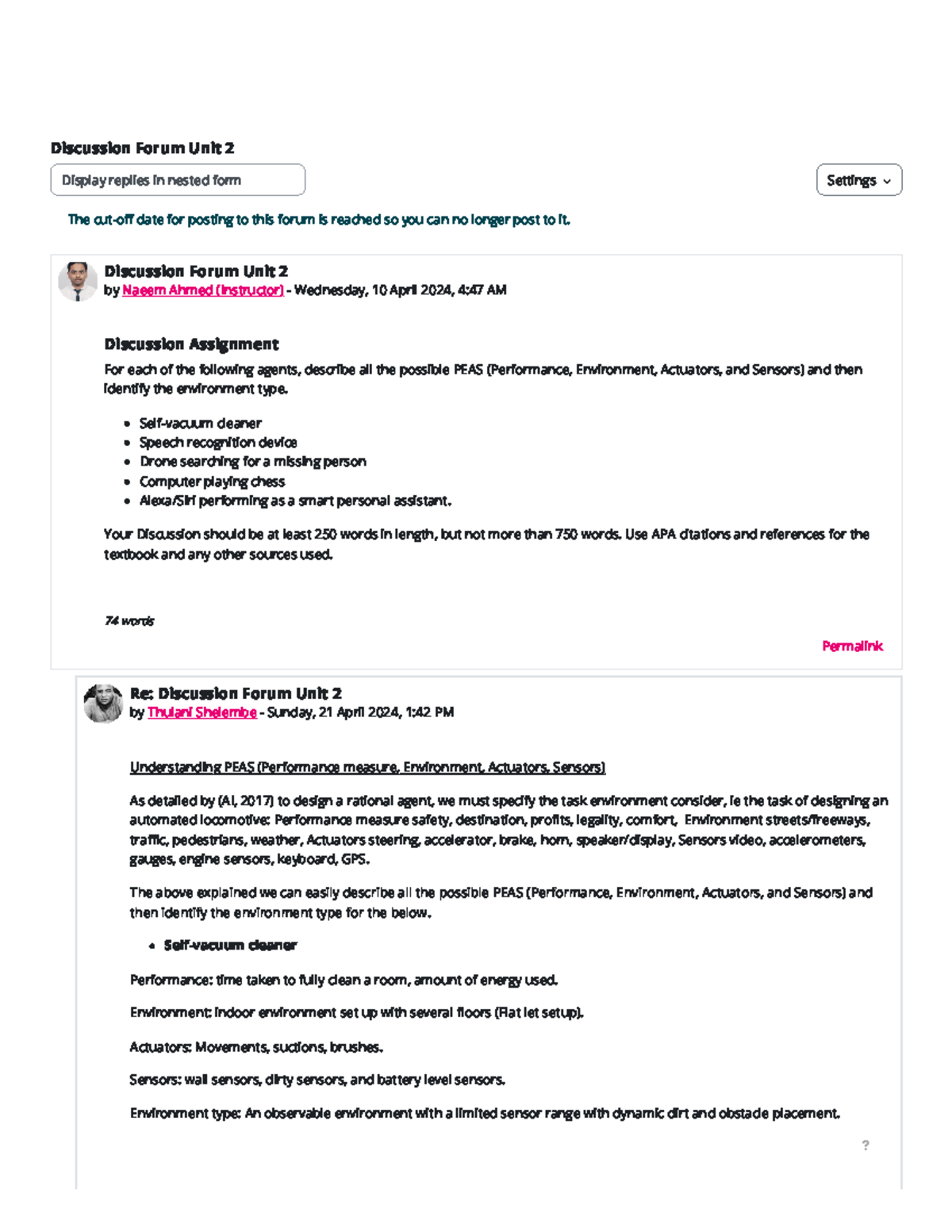 Cs 4408 Discussion Forum Unit2 Part1 Artificial Intelligence Discussion Forum Unit 2 Display