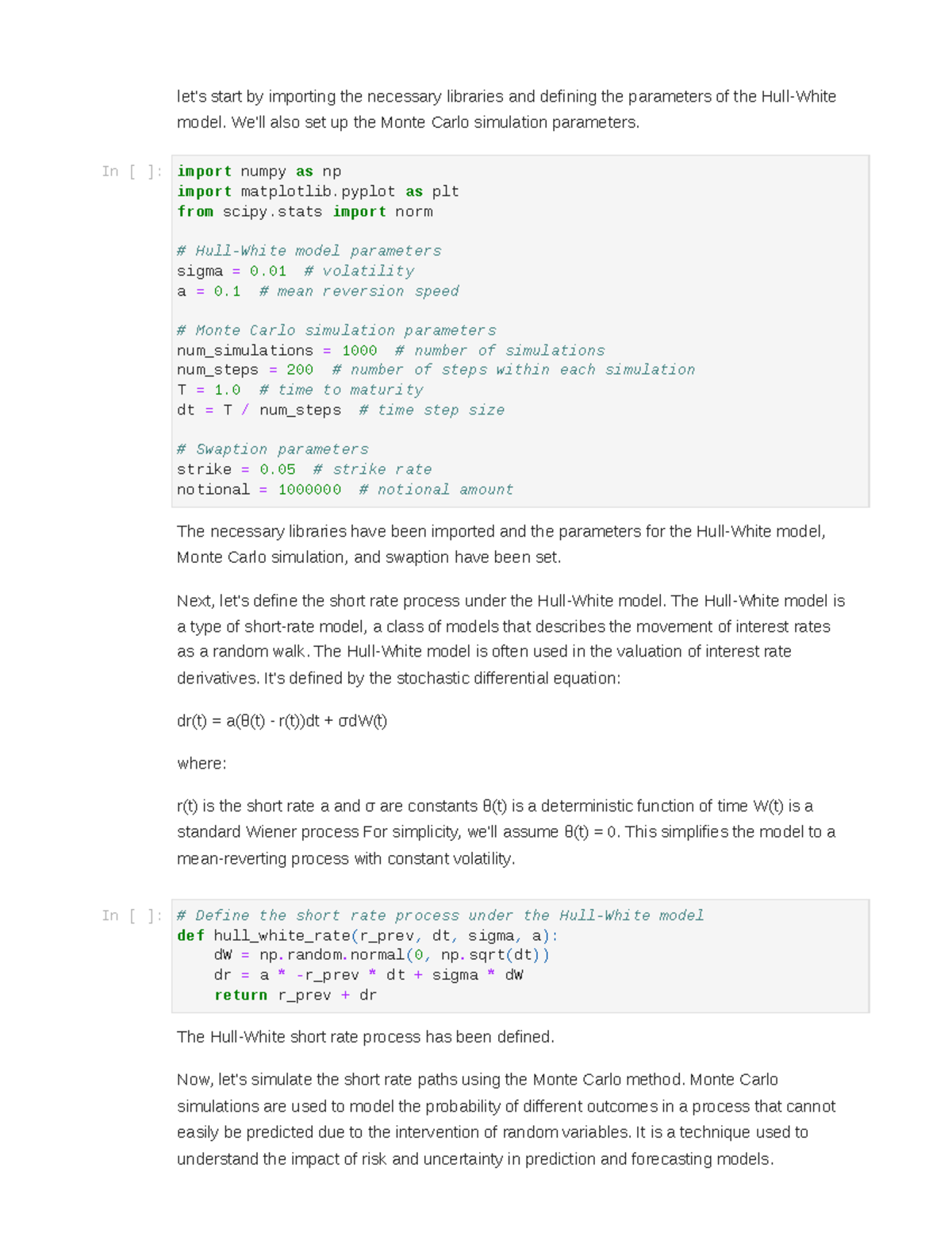 IR Swaption using H W Model 1695595920 - let's start by importing the ...