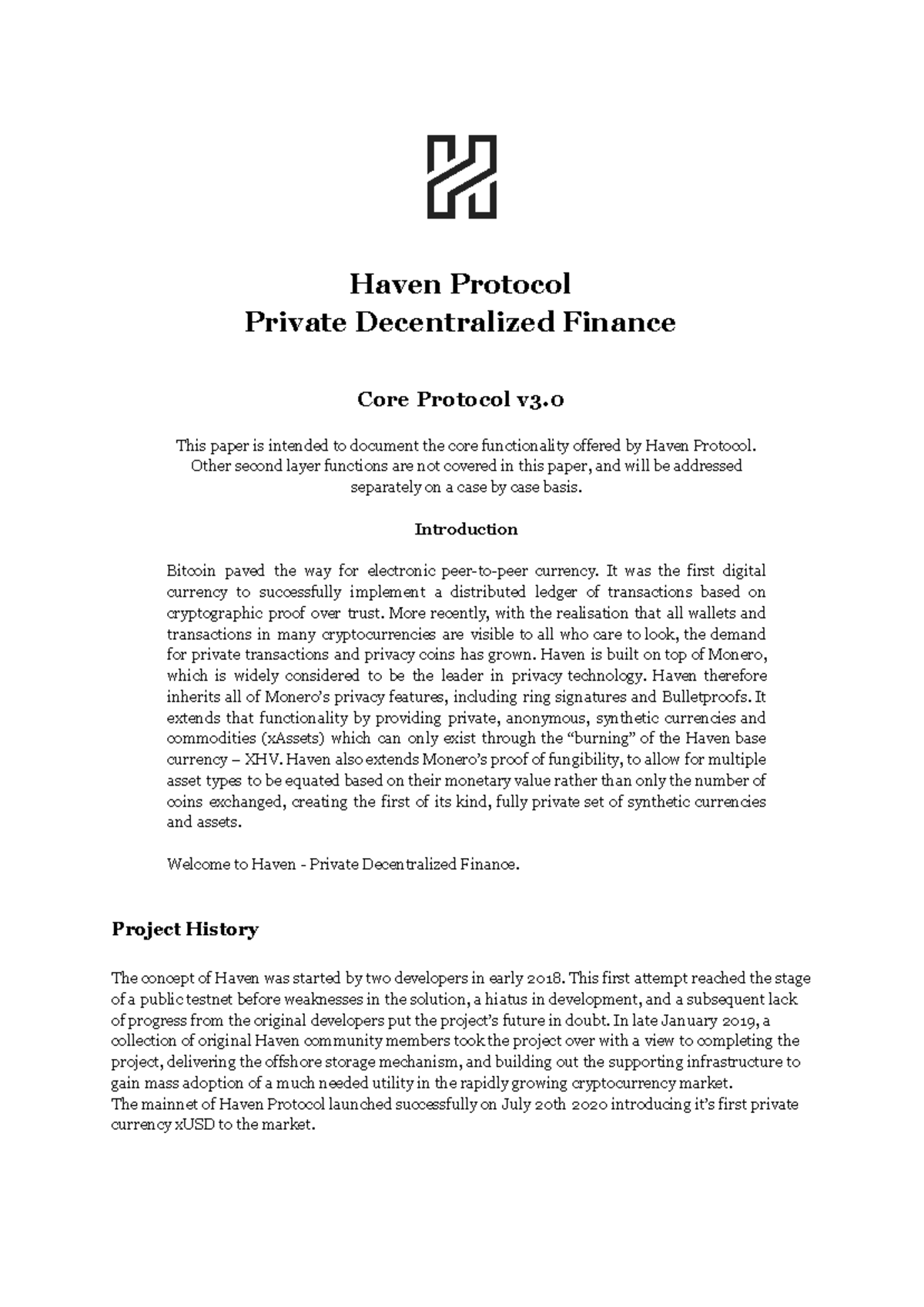 Haven Protocol White Paper v3 English - Haven Protocol Private Decentralized Finance Core ...