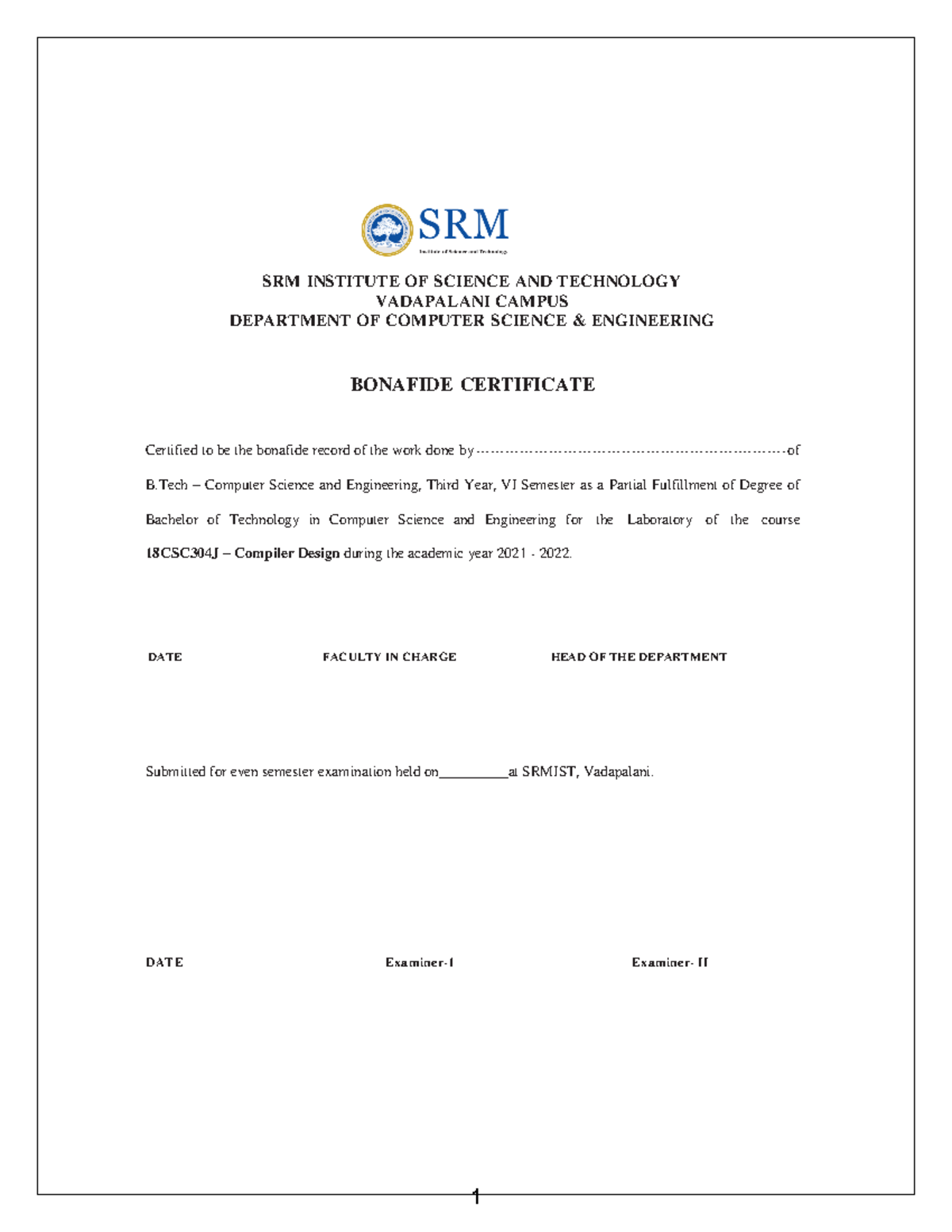 CD LAB Manual - SRM INSTITUTE OF SCIENCE AND TECHNOLOGY VADAPALANI ...
