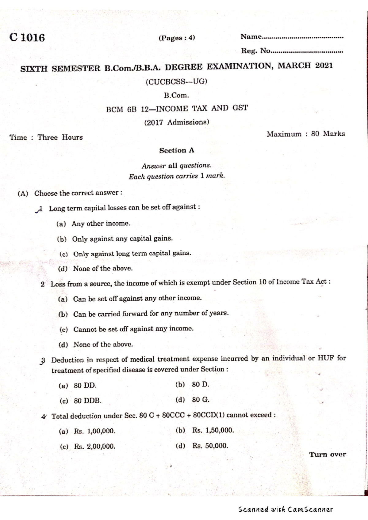 6 sem- income tax and gst - B.COM - Studocu